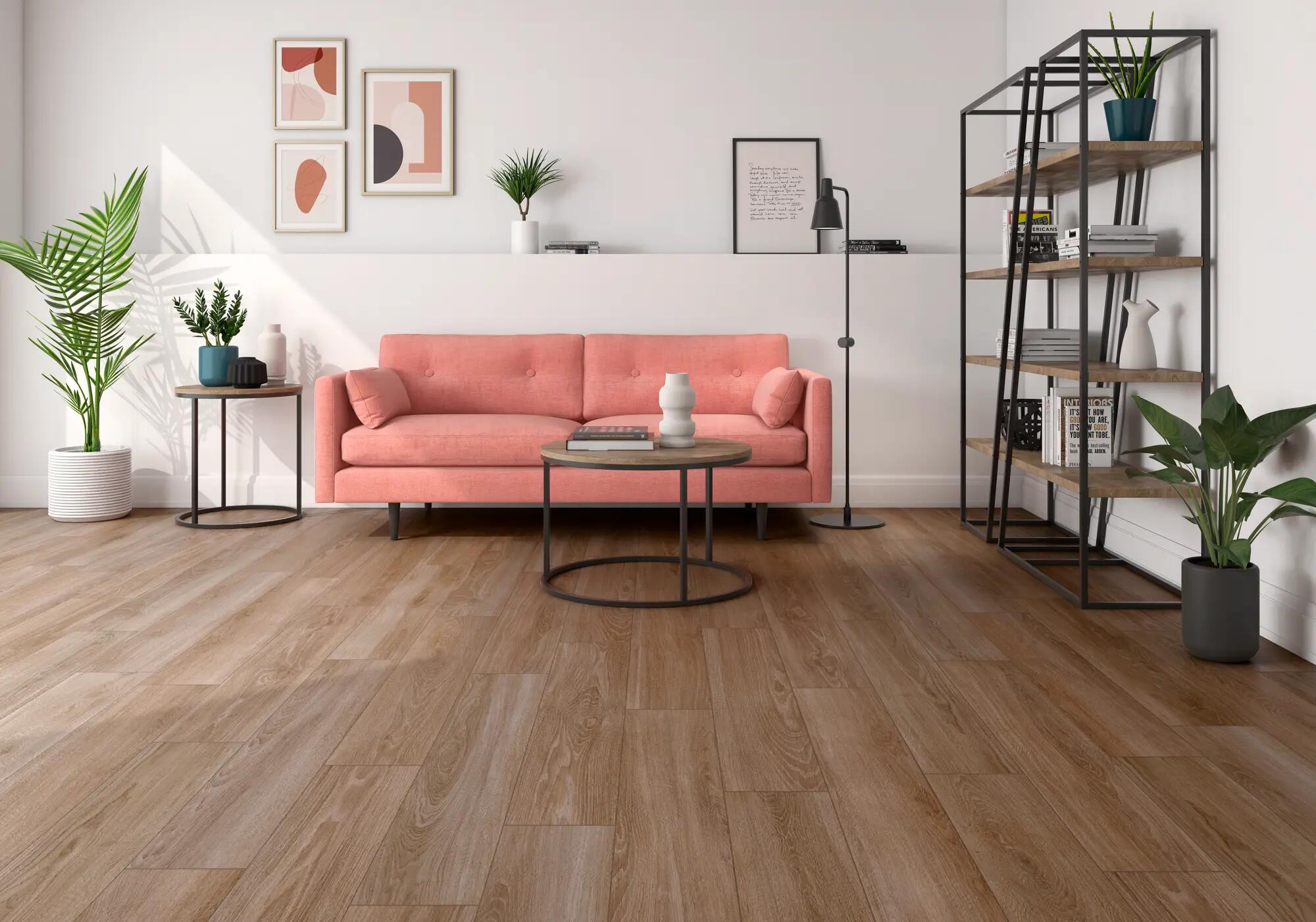 Suelo porcelánico Aren efecto madera terra 120x19.5 cm C1 PAMESA ...
