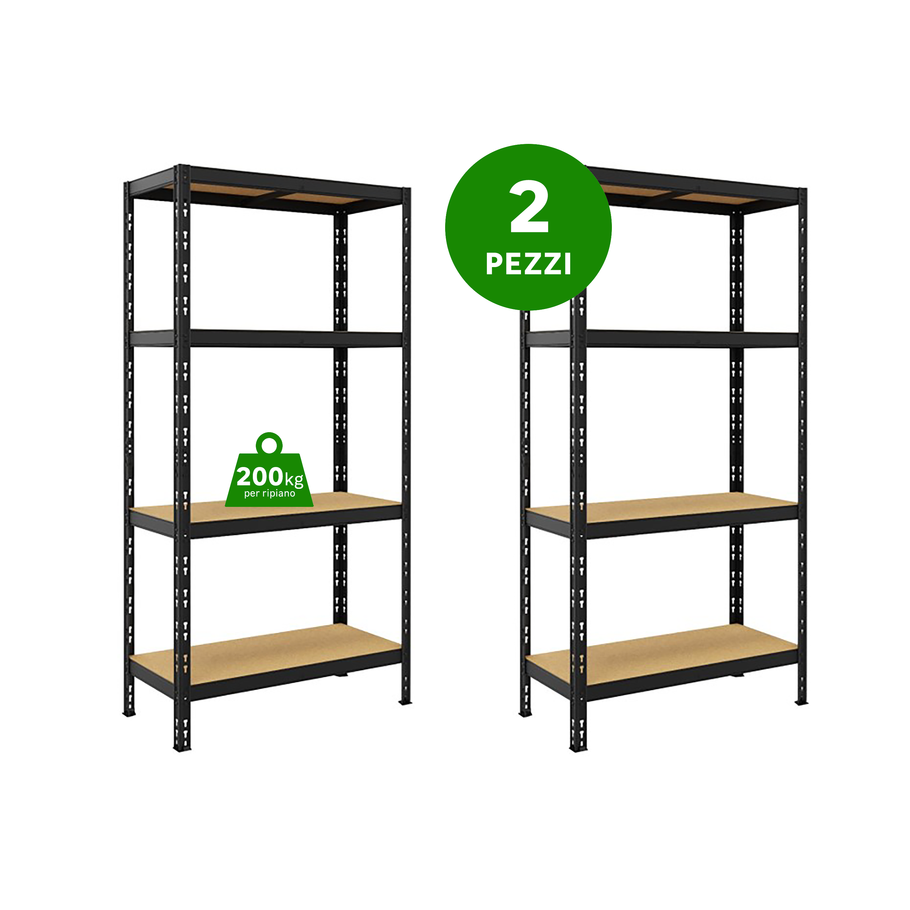 Set di 2 scaffali 8 ripiani Bi-pack Pokerino L 80 x P 30 x H 180 cm ...