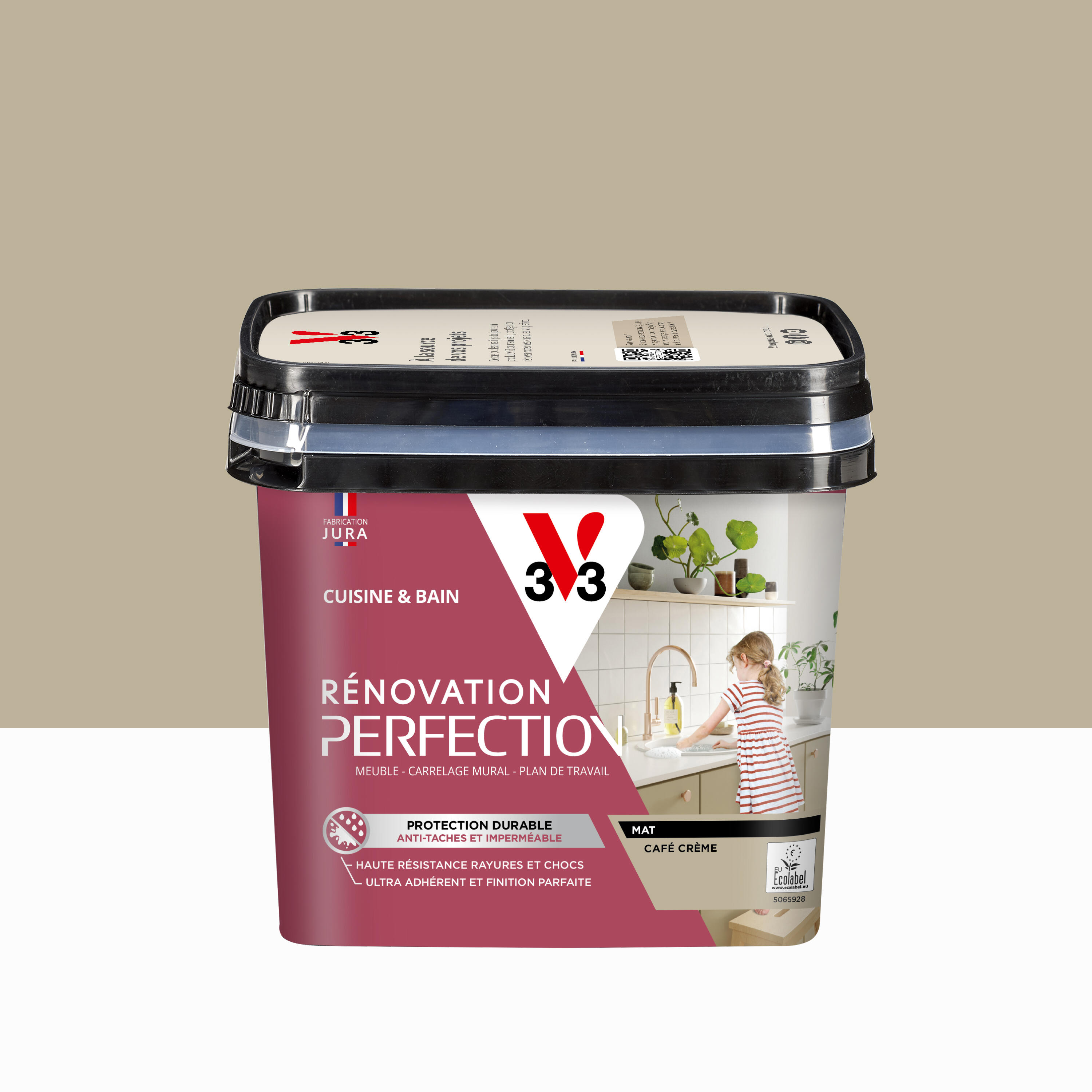 Peinture meuble café crème mat V33 Rénovation cuisine et bain 0.75l ...