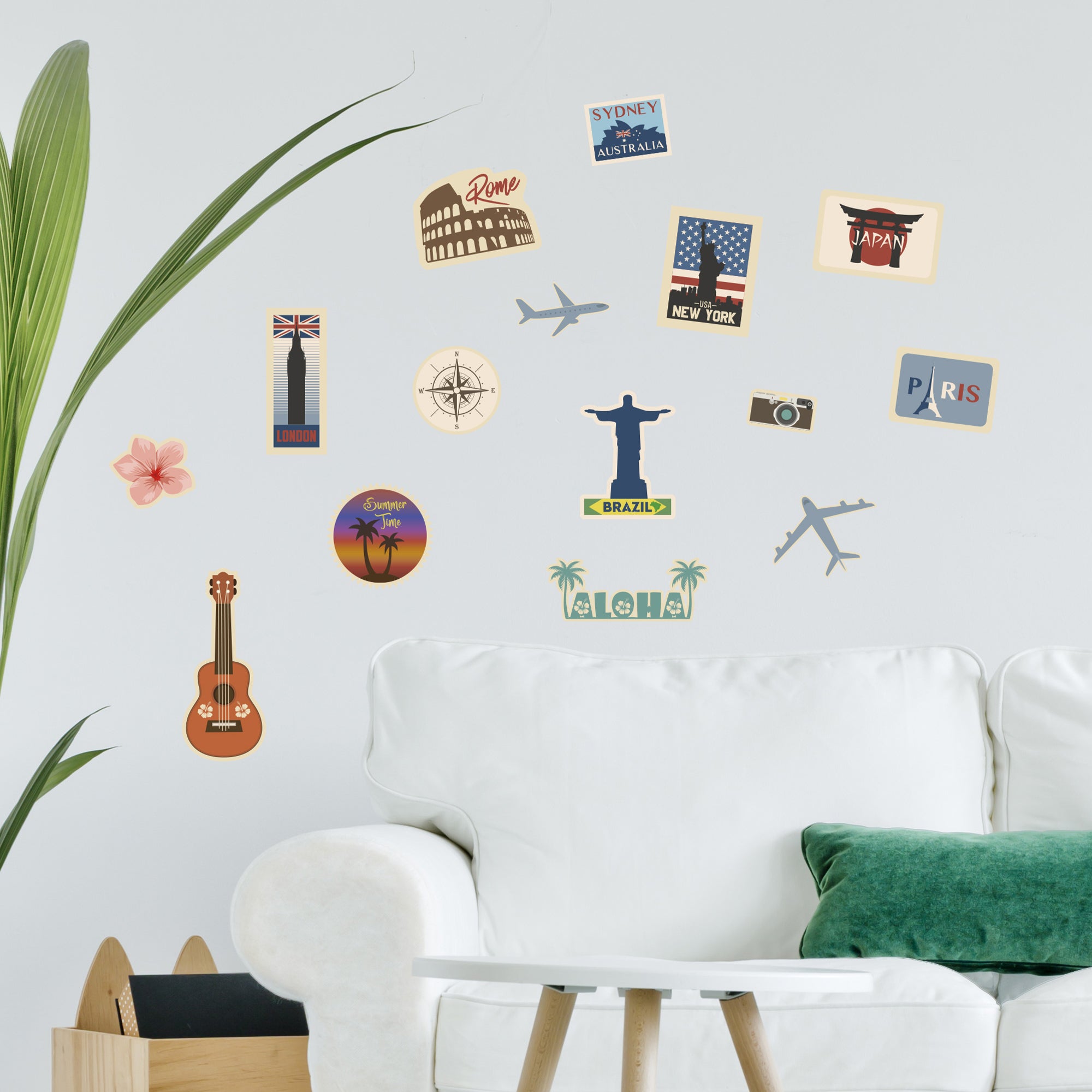 Sticker décoratif tour du monde, multicolore x 24 cm | Leroy Merlin