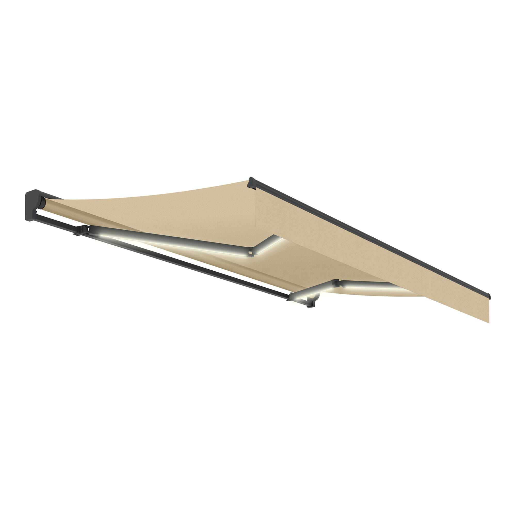 Toldo Osaka con LED motorizado estructura gris y tela beige de 3x2 m ...