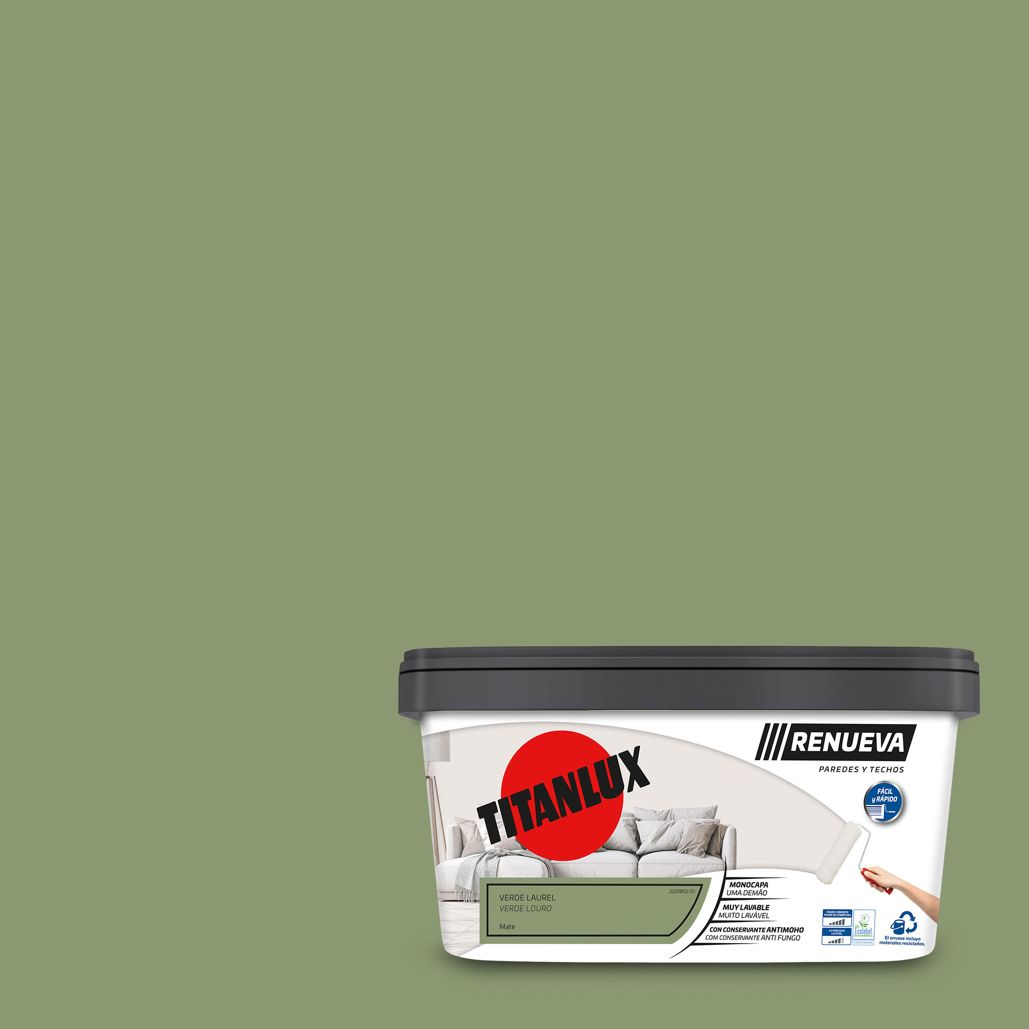 Pintura de interior Renueva TITANLUX color verde laurel mate 4L para ...