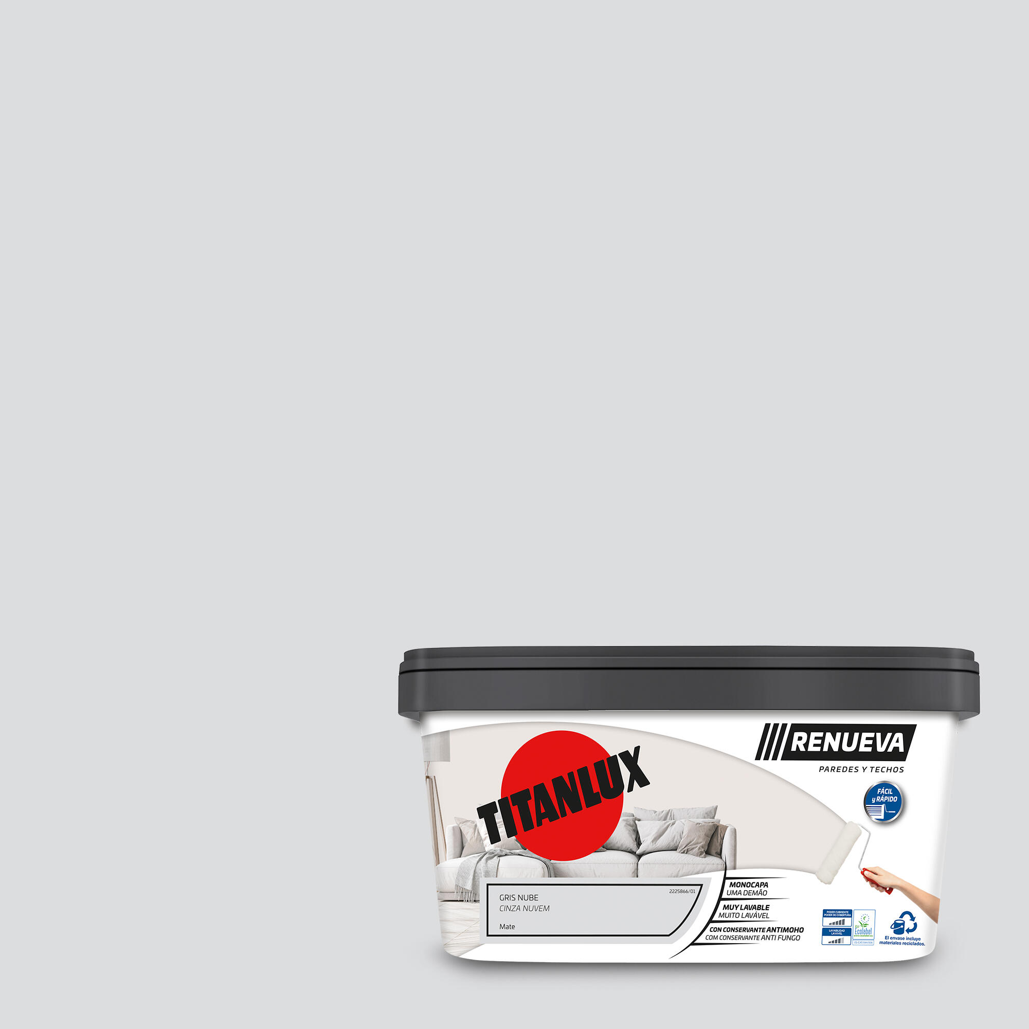 Pintura de interior Renueva TITANLUX color gris nube mate 4L para ...