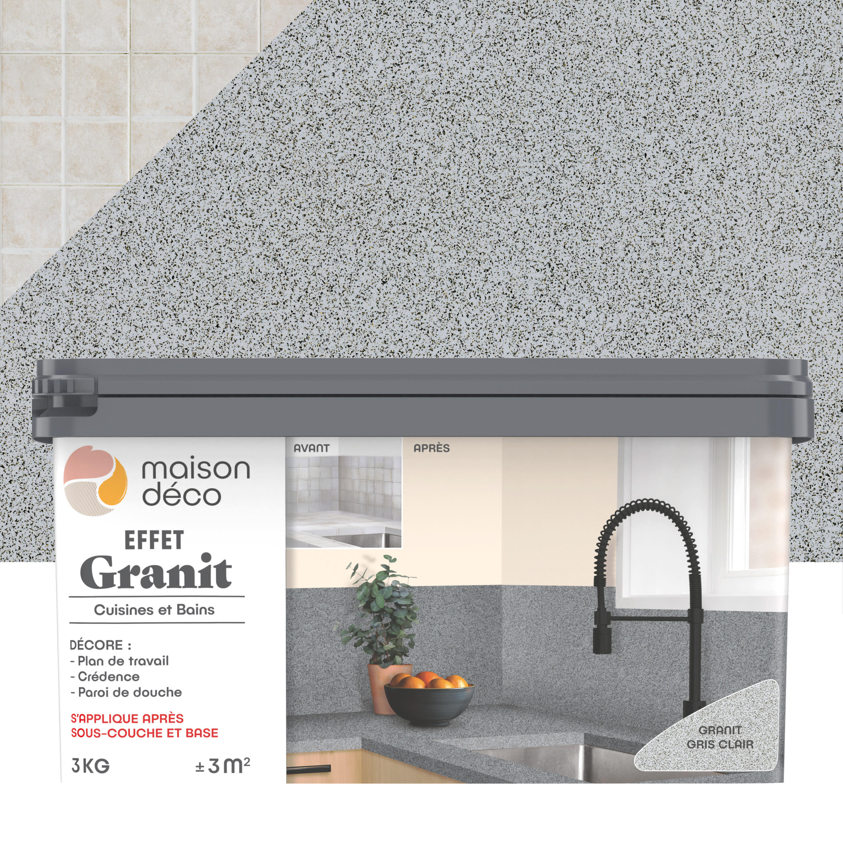 Enduit décoratif Masqu'carrelage granit MAISON DECO, gris clair, 3kg | Leroy Merlin