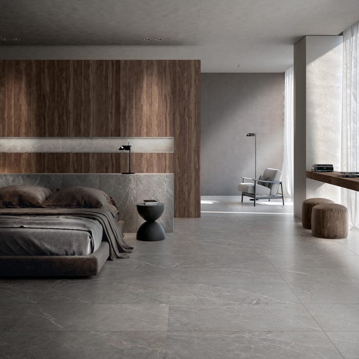 Suelo/Azulejo porcelánico Toscana Anticatto efect piedra gris 60x120cm ...