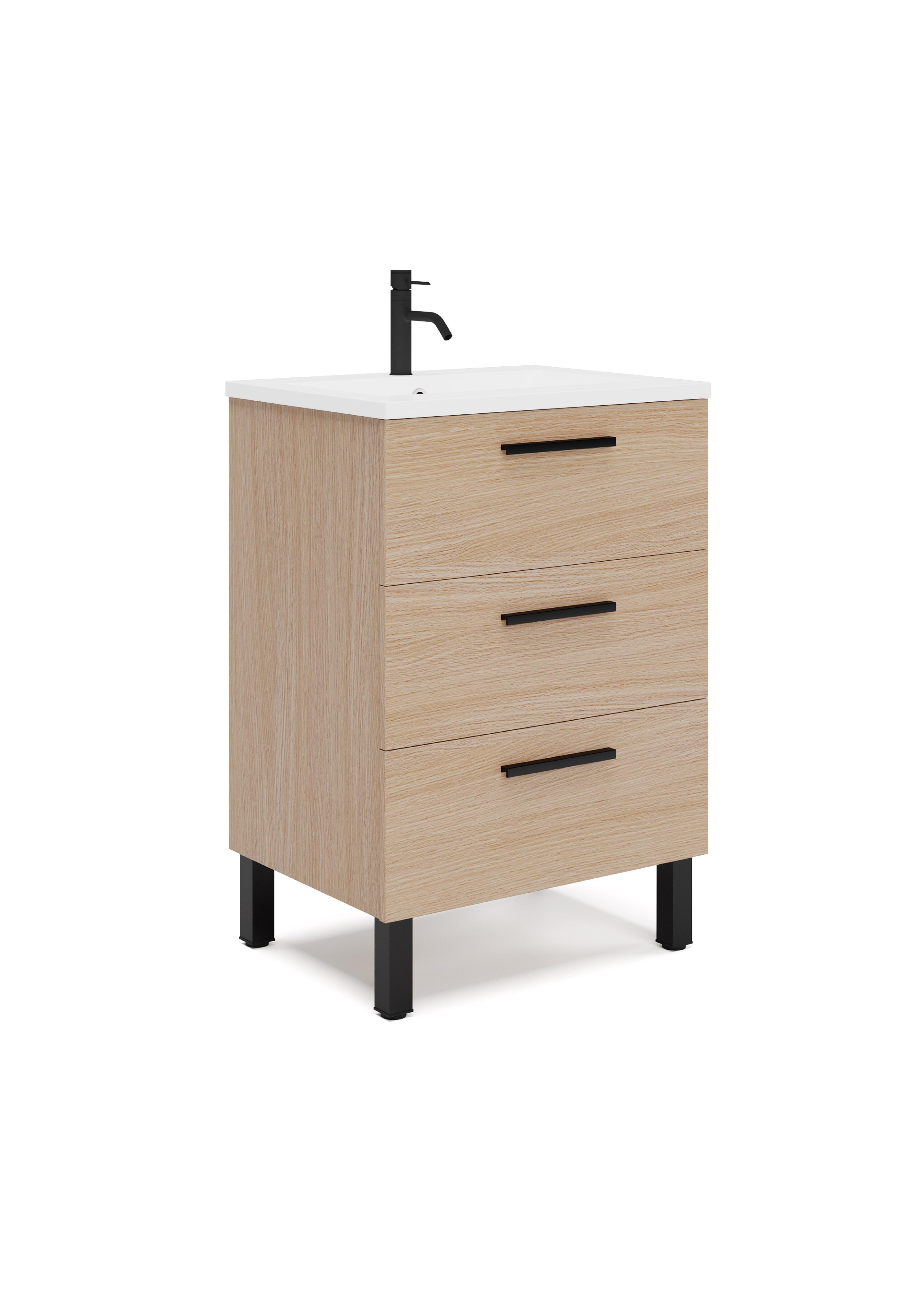 Mueble de baño Madrid roble 60x45 cm (lavabo no incluido) | Leroy Merlin