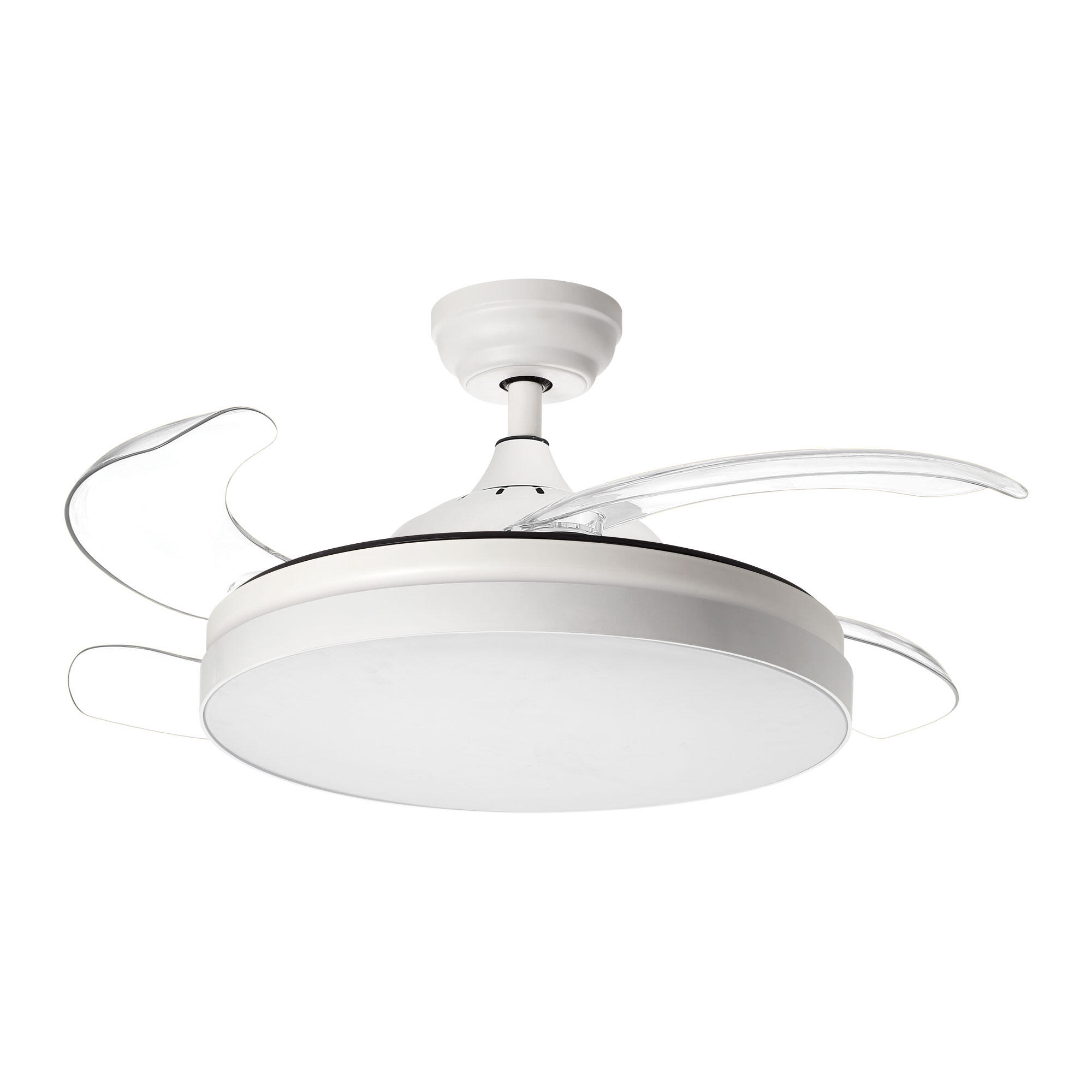 Ventilador de techo retráctil con luz motor DC Kruger blanco | Leroy Merlin