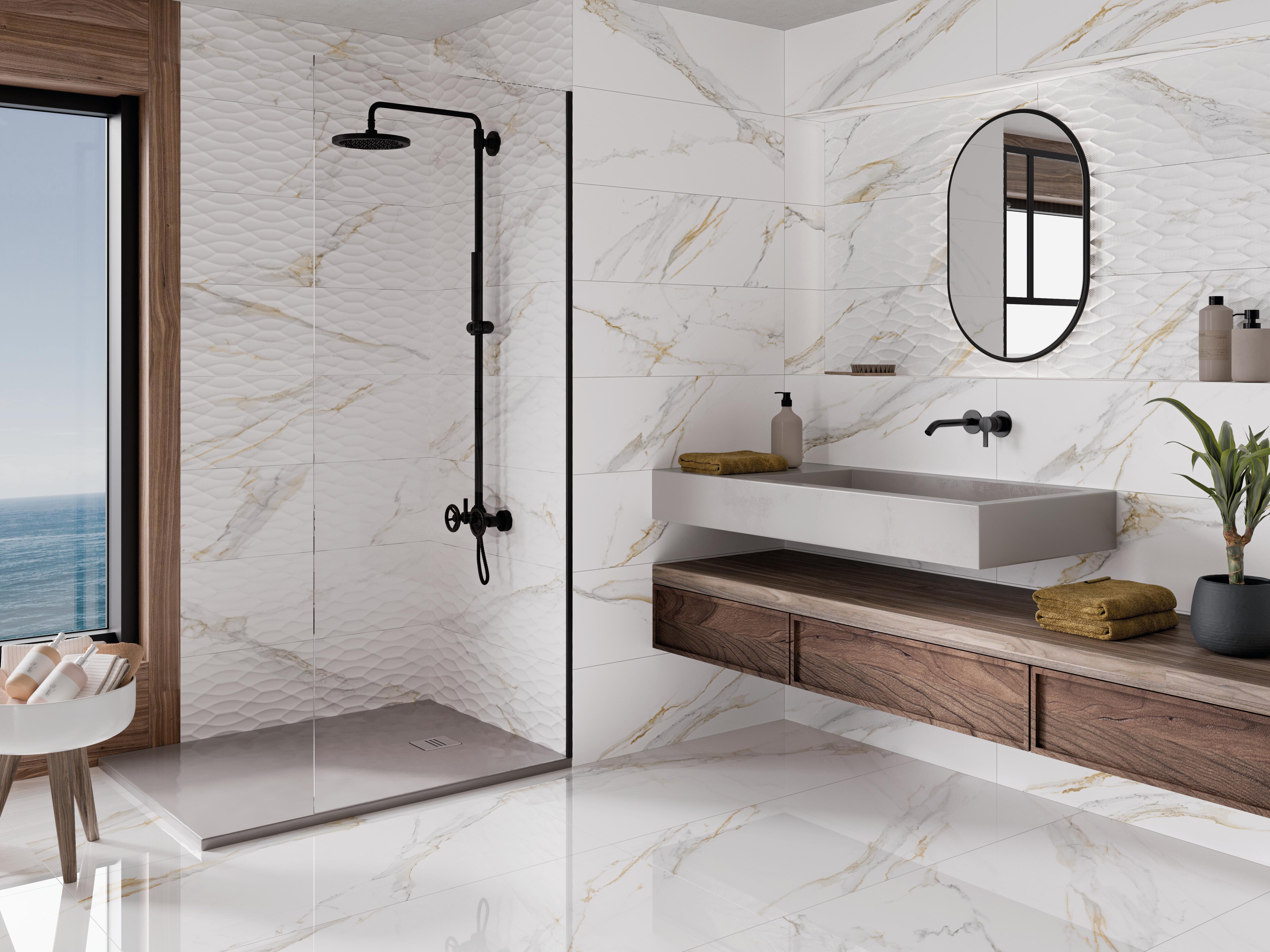 Azulejo cerámico Vogue efecto mármol blanco 30x90 cm | Leroy Merlin