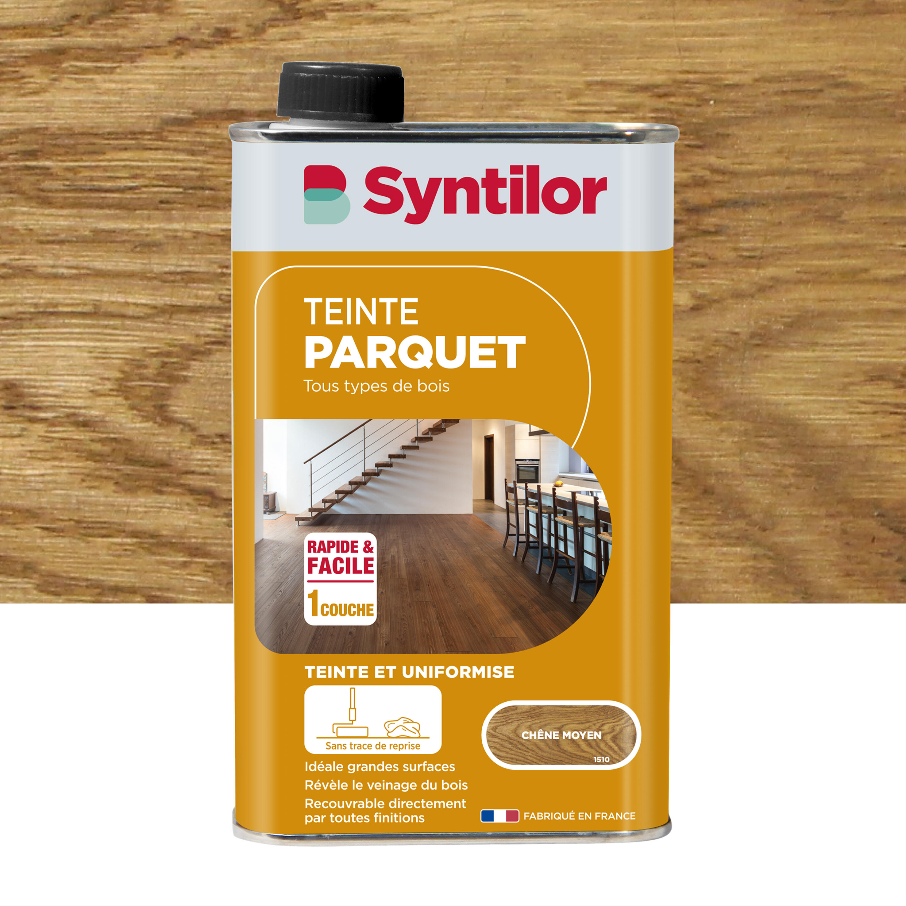 Teinte bois intérieur parquet SYNTILOR, chene moyen satiné, 1l | Leroy ...