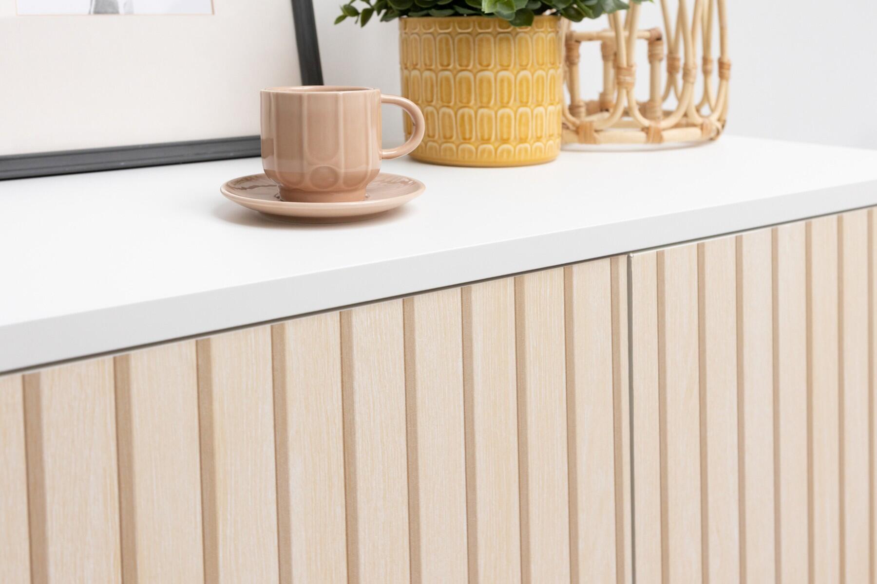 Revestimiento adhesivo mural beige Listones De Madera de 0.45 x 2m ...