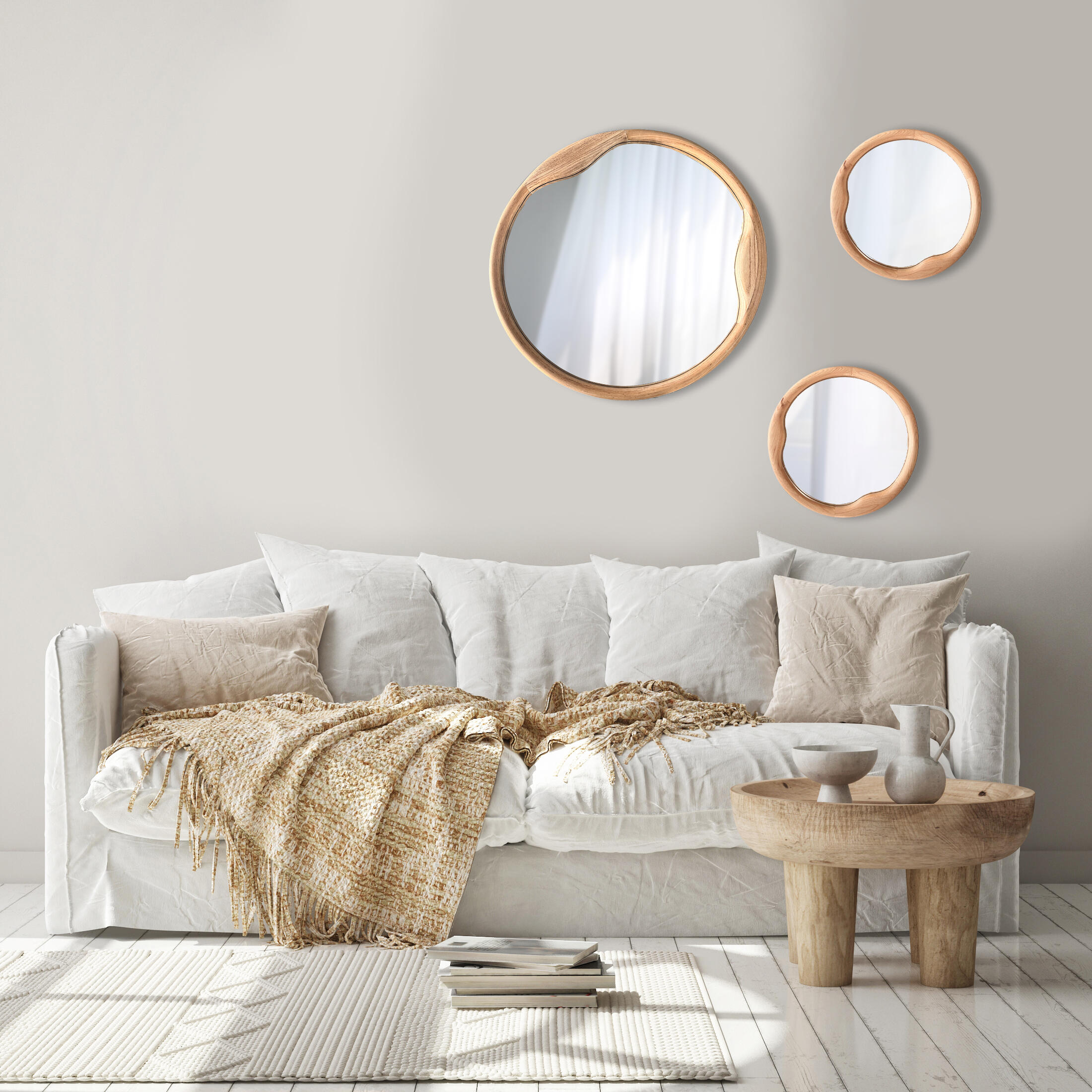 Miroir rond bois chêne Gaia diam.30 cm | Leroy Merlin