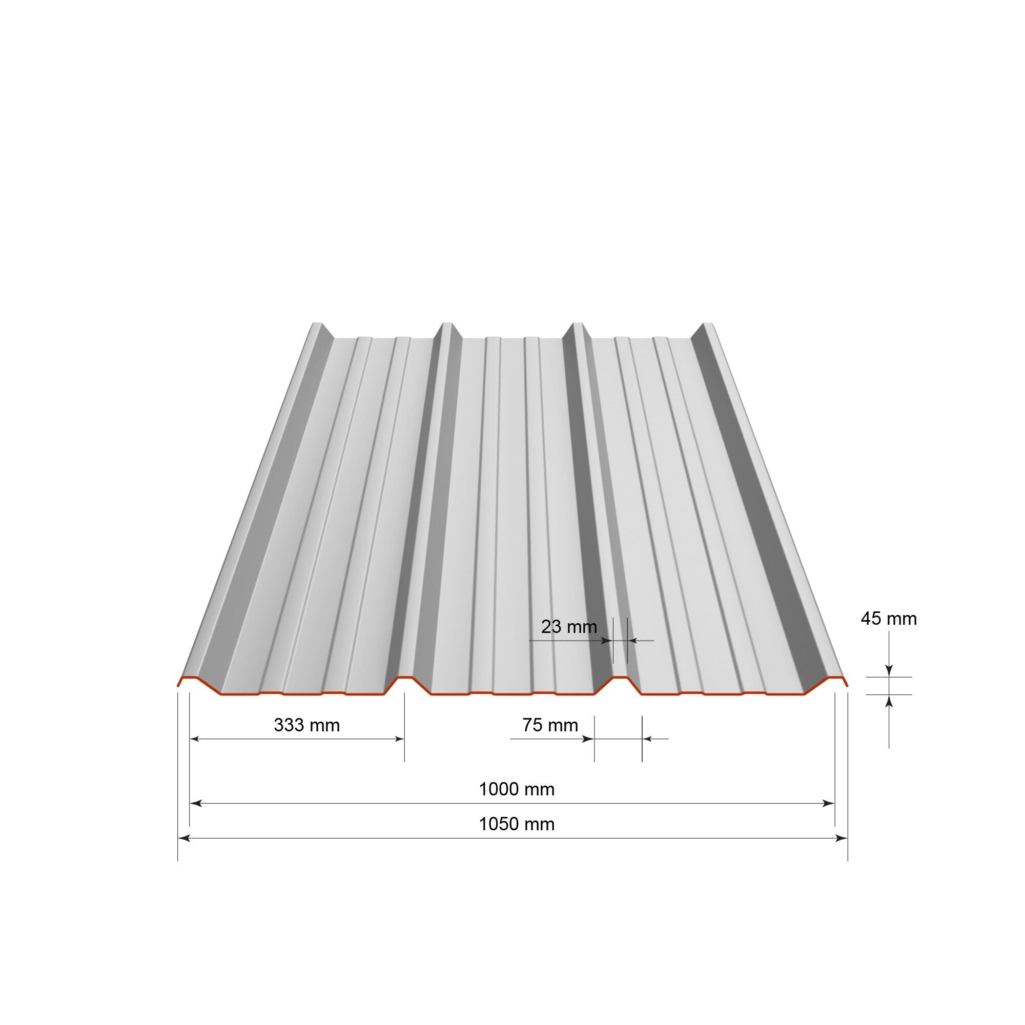 Tôle bac acier nervuré gris, l.1 x L.2 m, H.45 mm, Ep.0.63 mm | Leroy ...