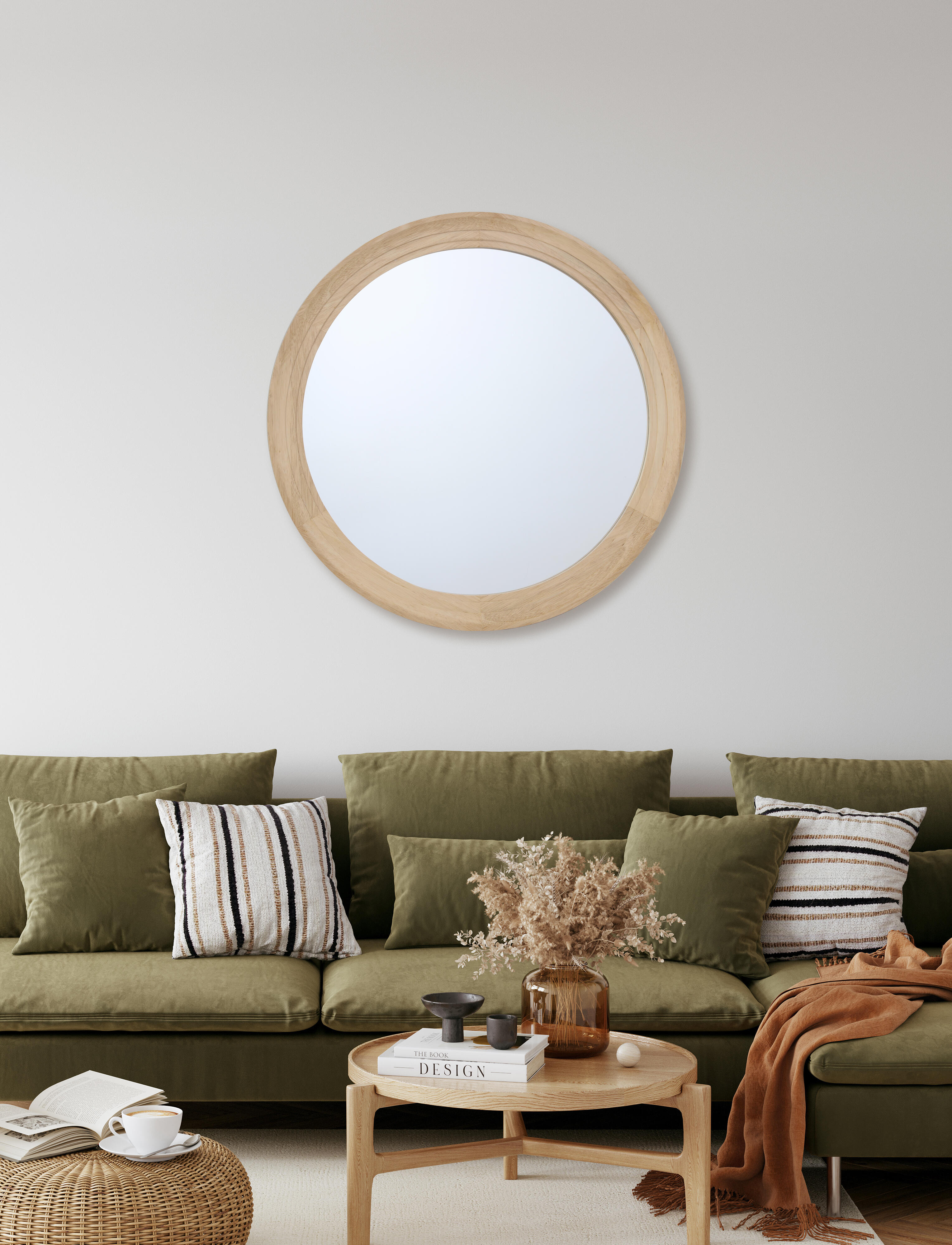 Miroir rond bois chêne clair Bois diam.76 cm | Leroy Merlin