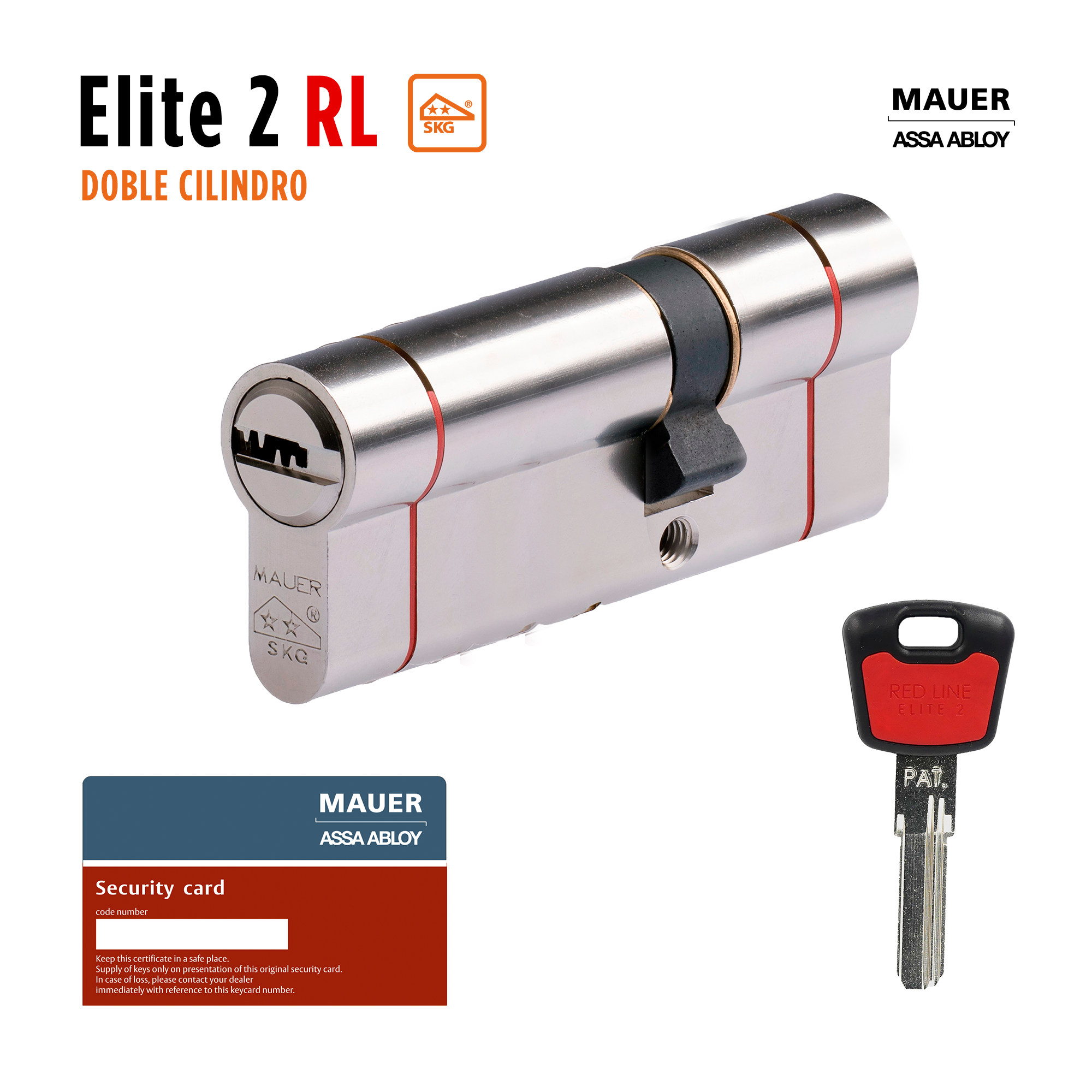 Cilindro perfil europeo (pera) de 31 + 51 mm MAUER ASSA ABLOY plata ...