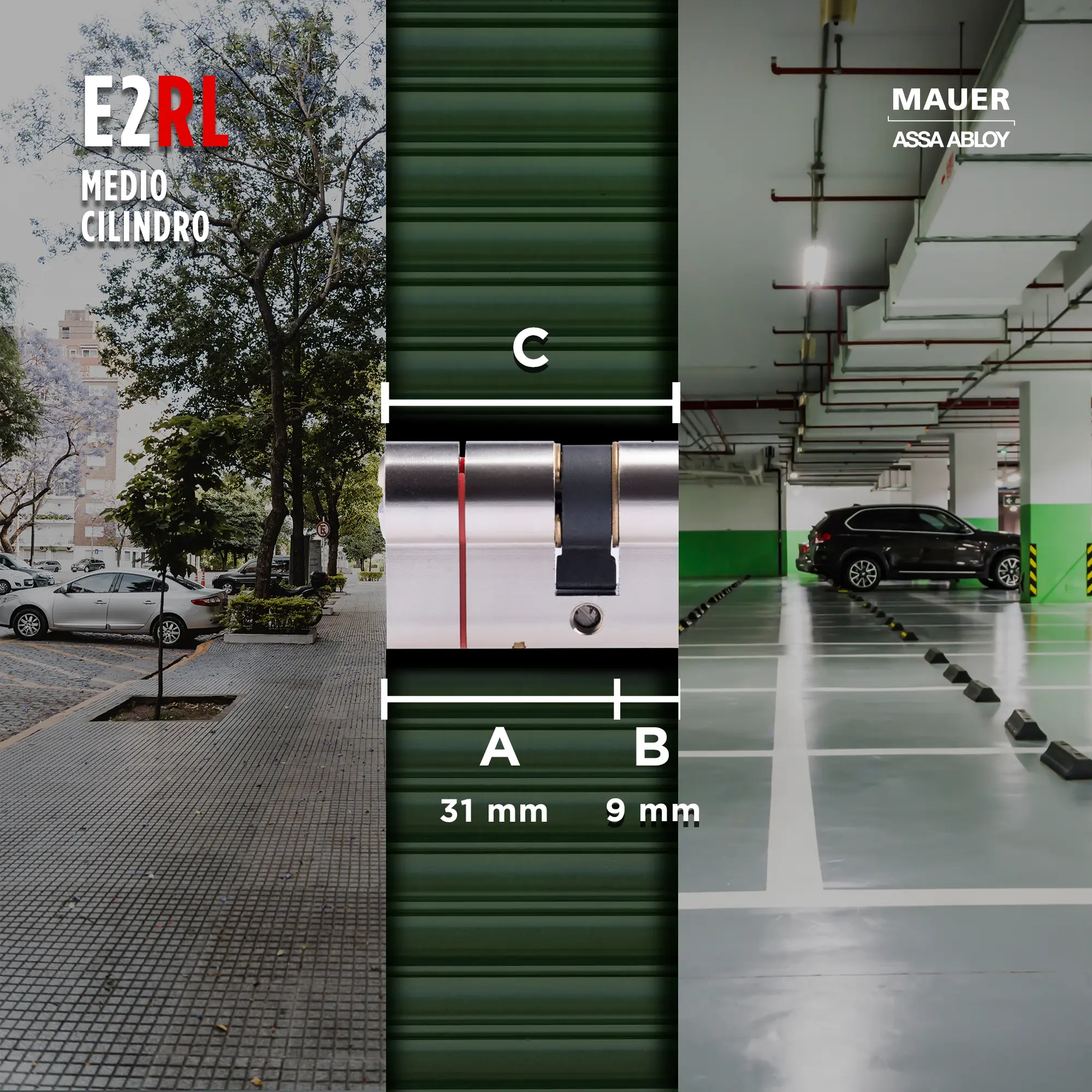 Cilindro perfil europeo (pera) de 31 + 10 mm MAUER ASSA ABLOY plata ...