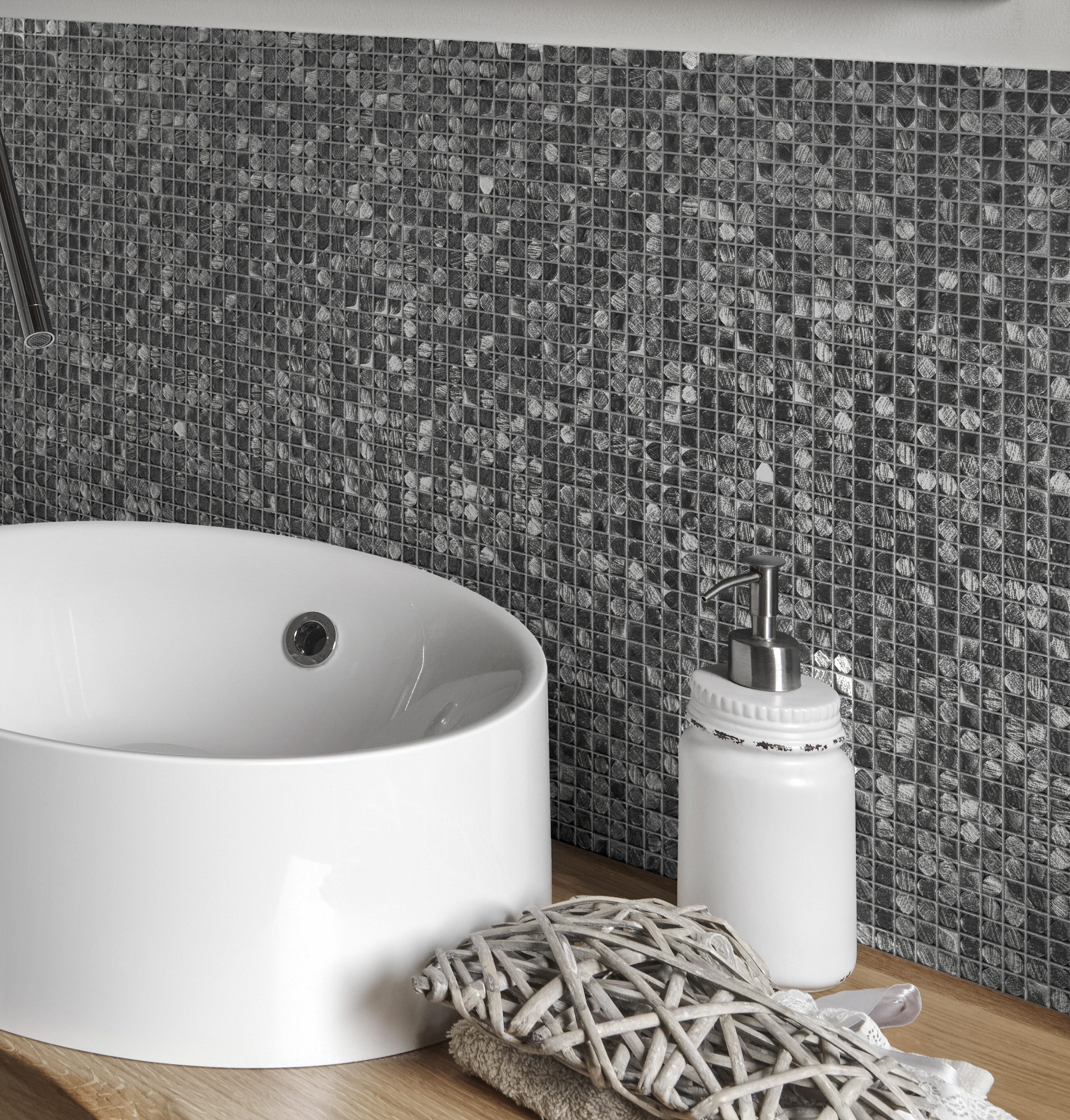 Mosaïque mur Aluminium aluminium effet métal noir 12 x 30.5 cm | Leroy ...