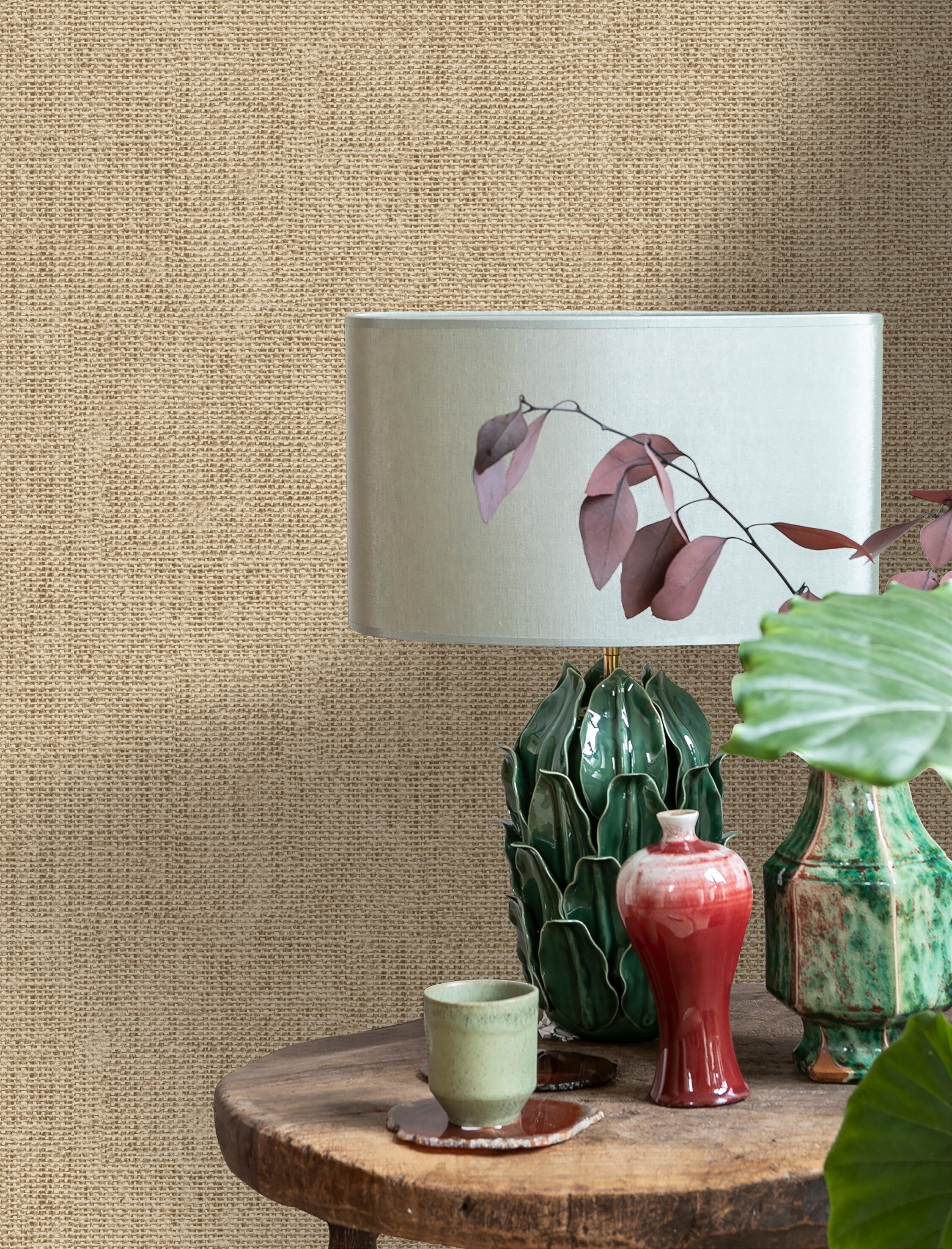 Papier peint intissé Toile de jute beige | Leroy Merlin