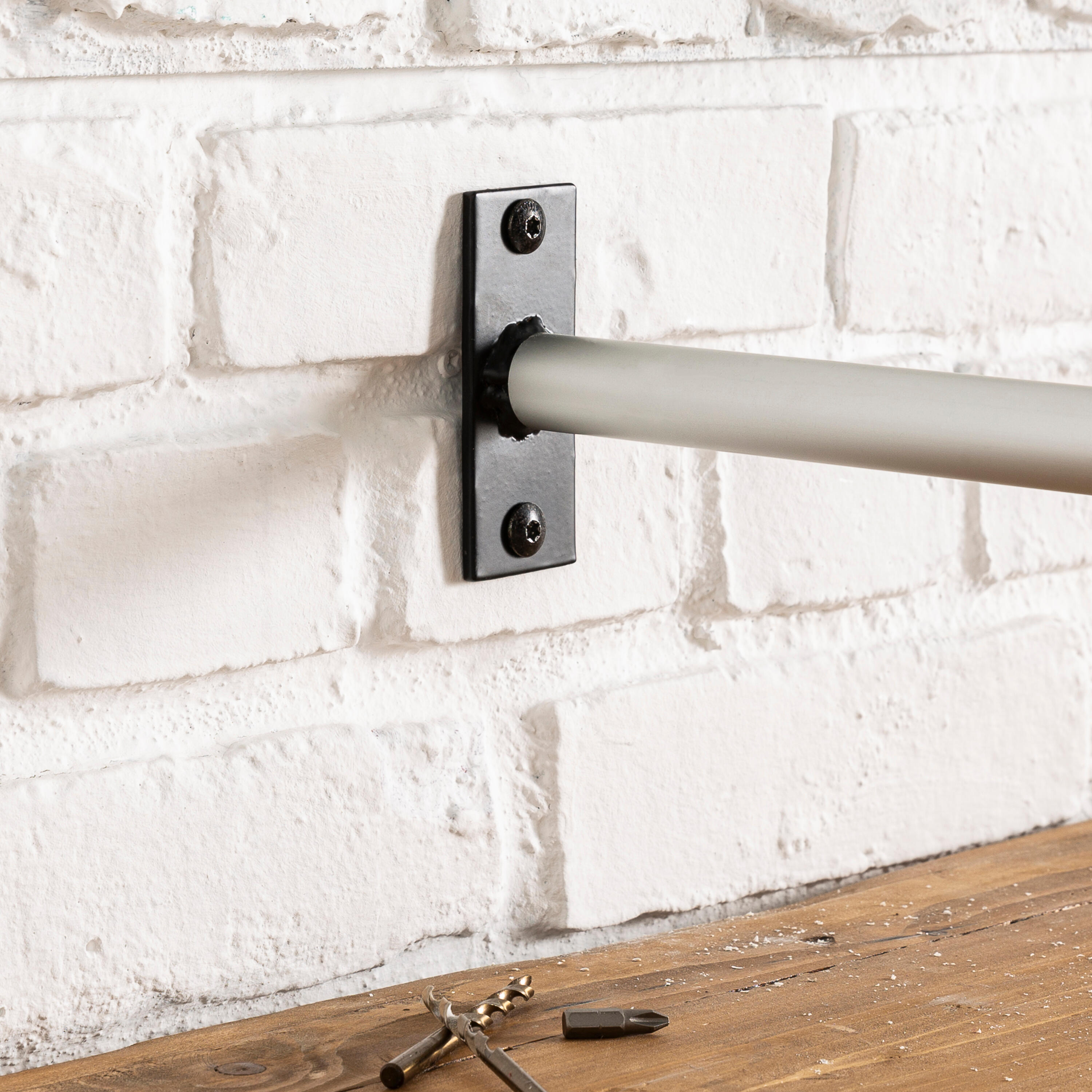 Connecteur acier fixation murale compatible tube rond ⌀25 mm | Leroy Merlin