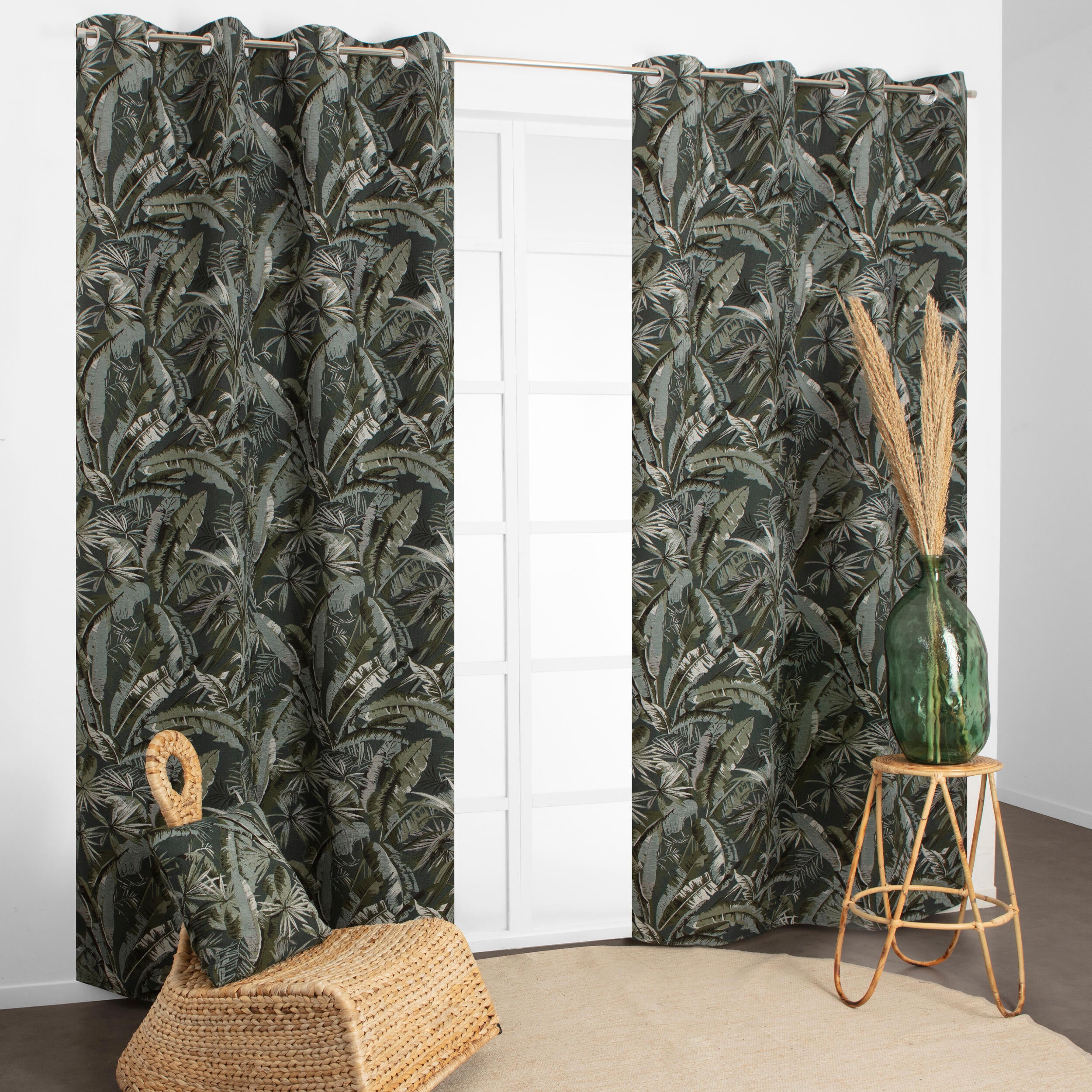 Rideau tamisant, Palmy, vert H.240 x l.135 cm | Leroy Merlin