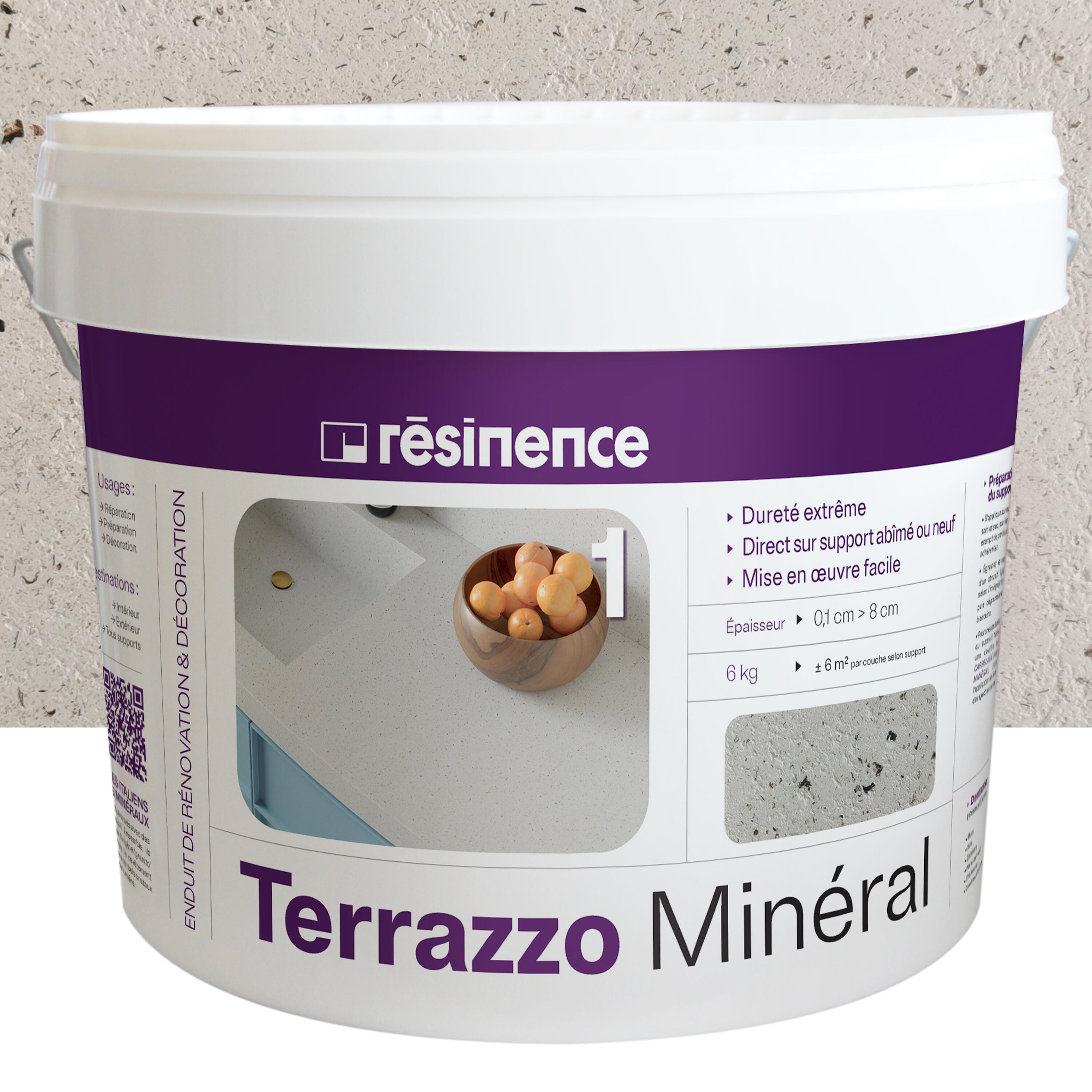 Enduit décoratif Terrazzo minéral RÉSINENCE, terrazzo, 6 kg | Leroy Merlin