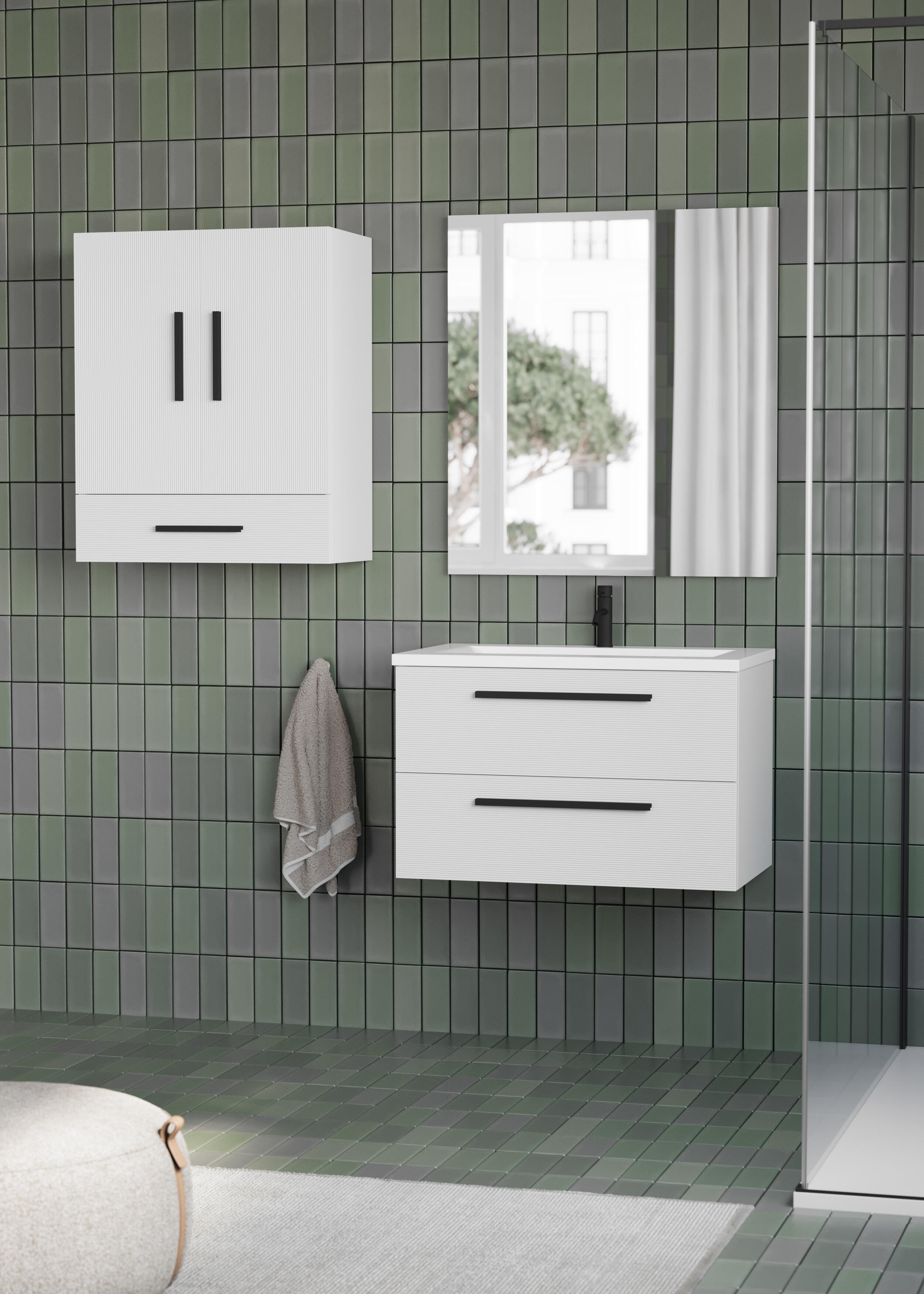 Mueble de baño con lavabo Madrid blanco 80x45 cm | Leroy Merlin