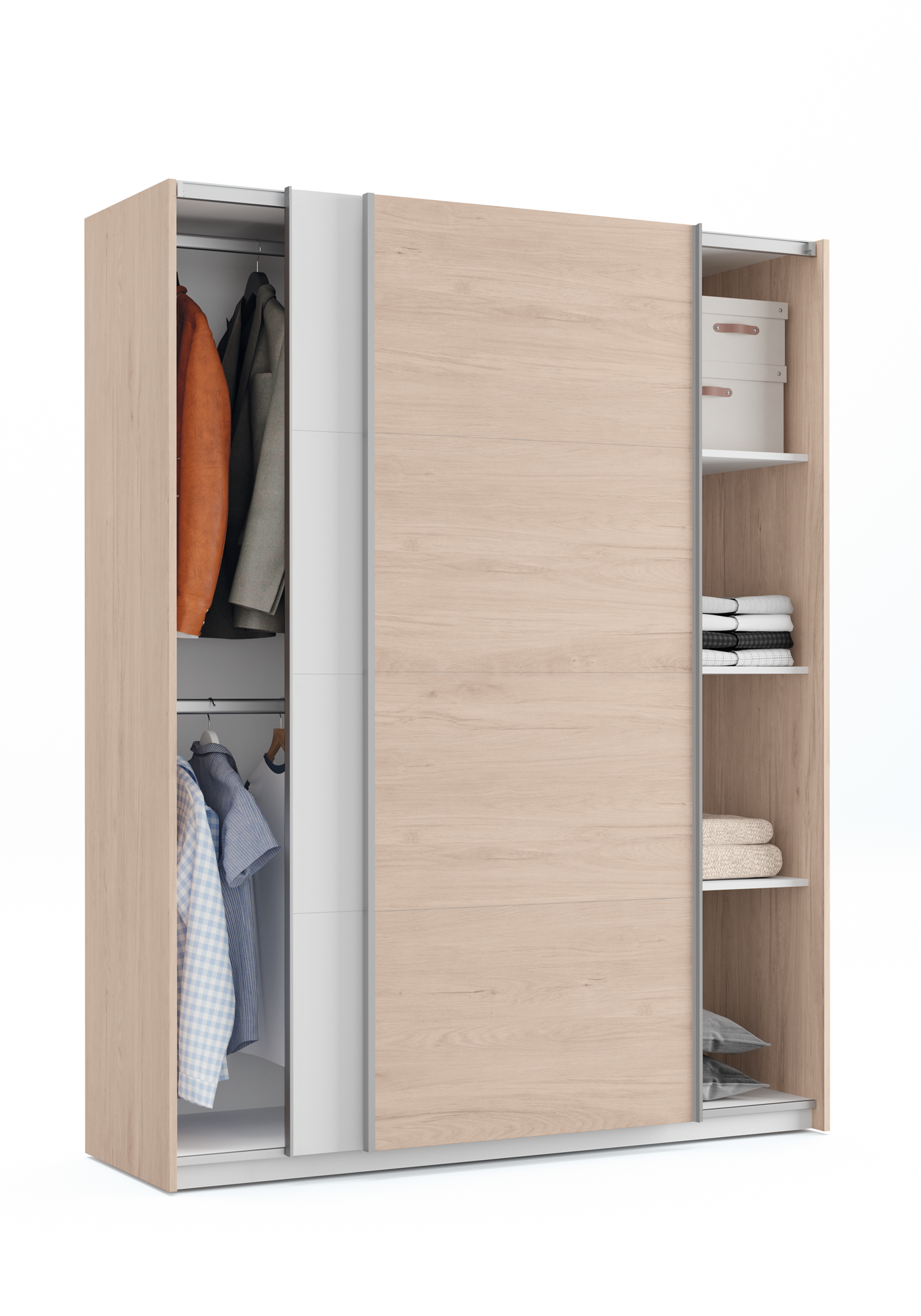Armario de melamina Onix color roble y blanco de 200x150x62 cm | Leroy ...