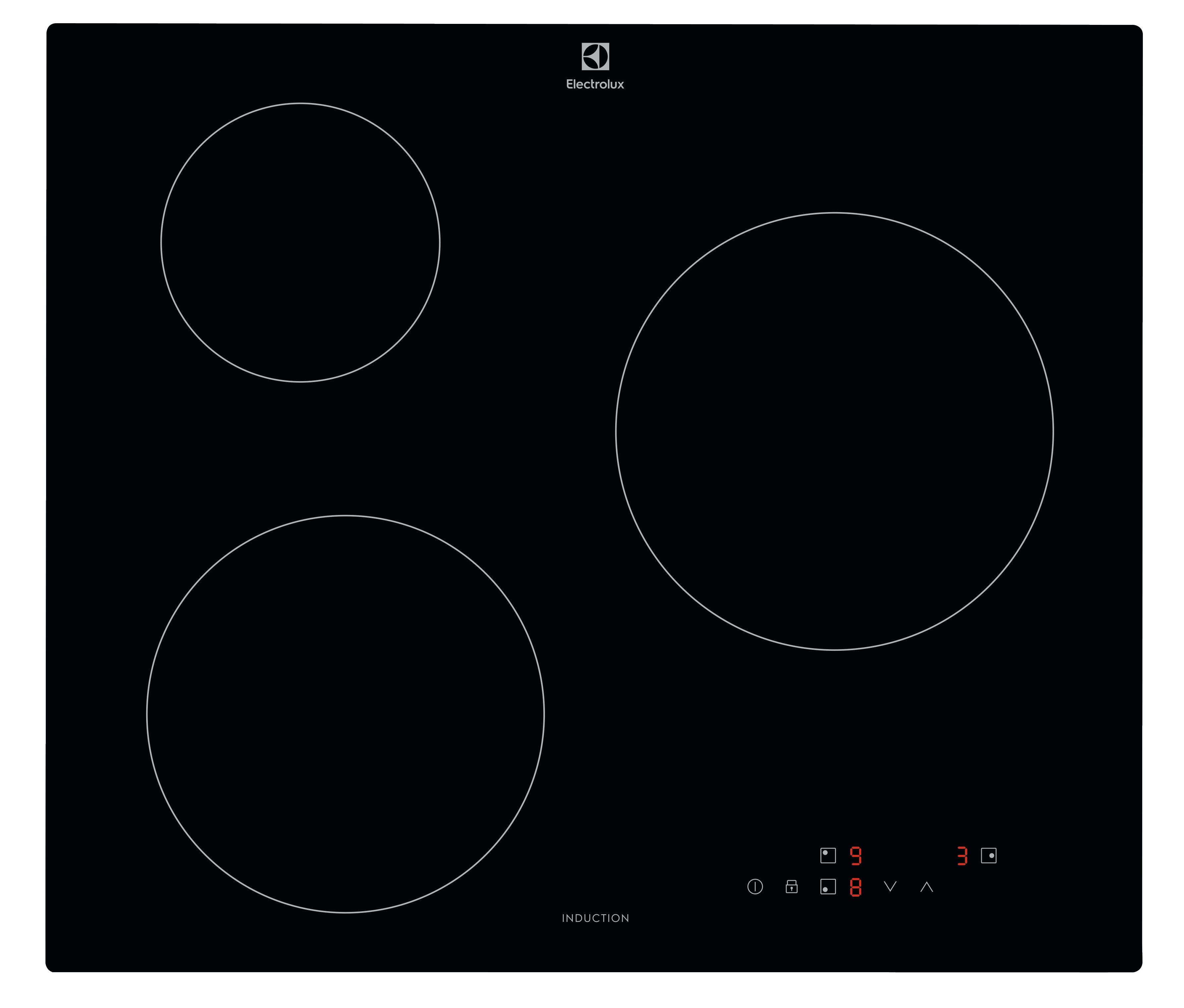 Plaque à induction 3 foyers, noir, ELECTROLUX IKE6320KC | Leroy Merlin
