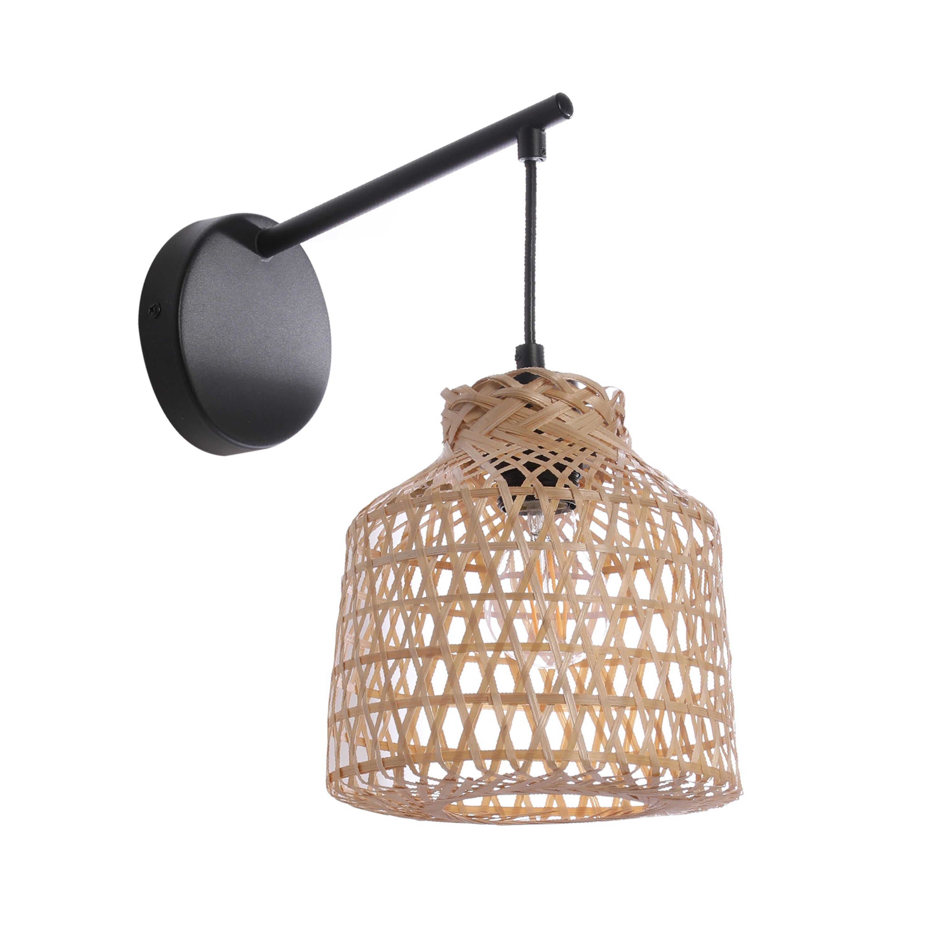 Applique E27, acier / bambou, noir, Valence, LUSSIOL | Leroy Merlin