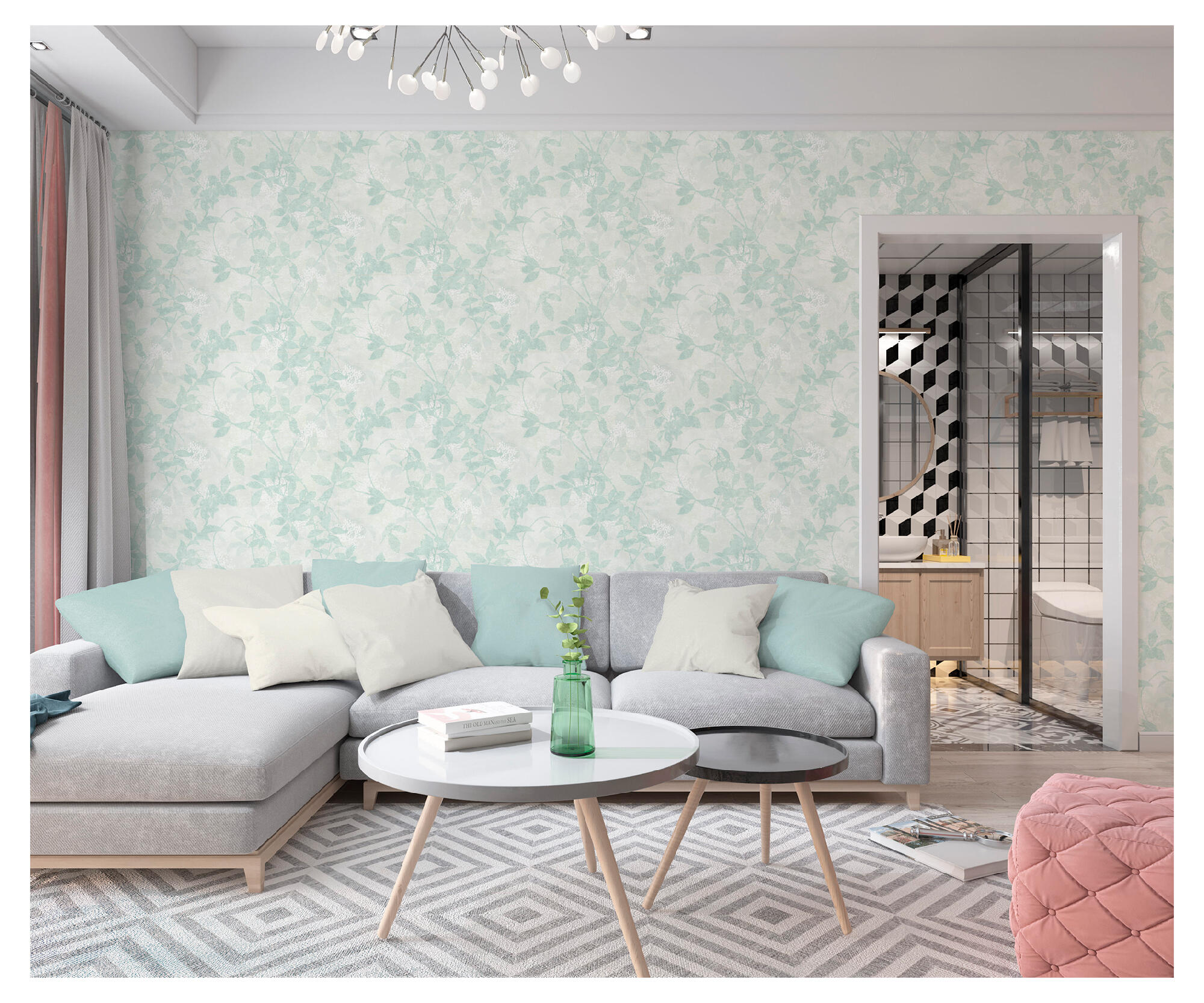 Papel pintado TNT aplicación cola en pared Naturaleza Hojas 2923 verde ...