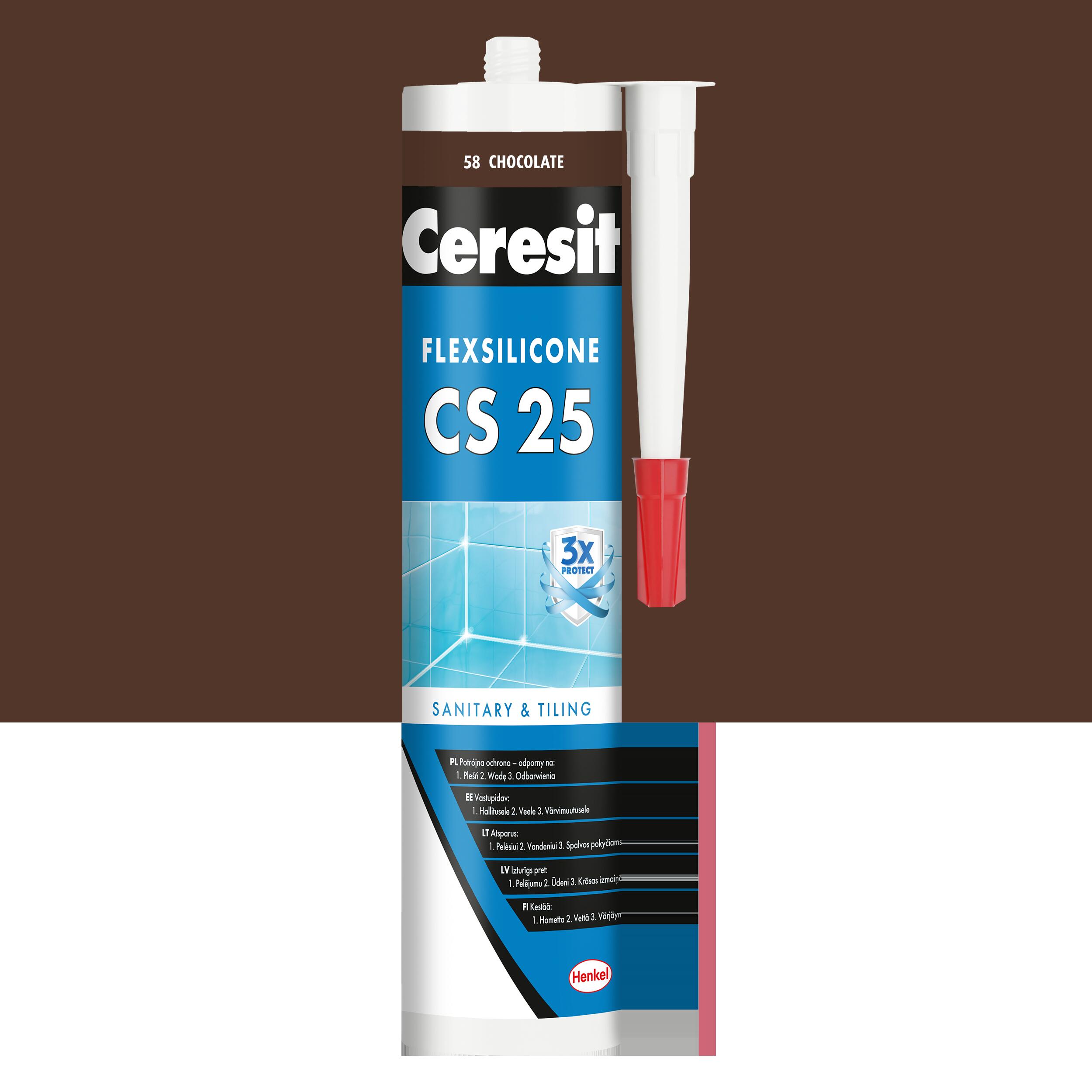Silikon sanitarny CS-25 280 ml Ciemny brązowy Ceresit - Leroy Merlin