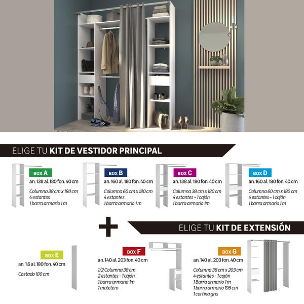 Kit vestidor Combi 138x180x40cm blanco Box A | Leroy Merlin