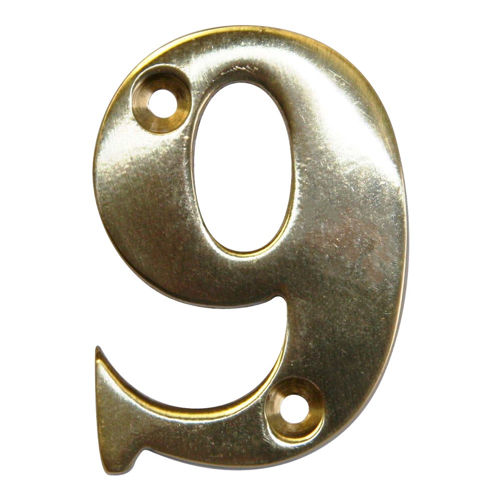 Chiffre 9 en laiton ciré H.5.1 x l.3.5 cm | Leroy Merlin