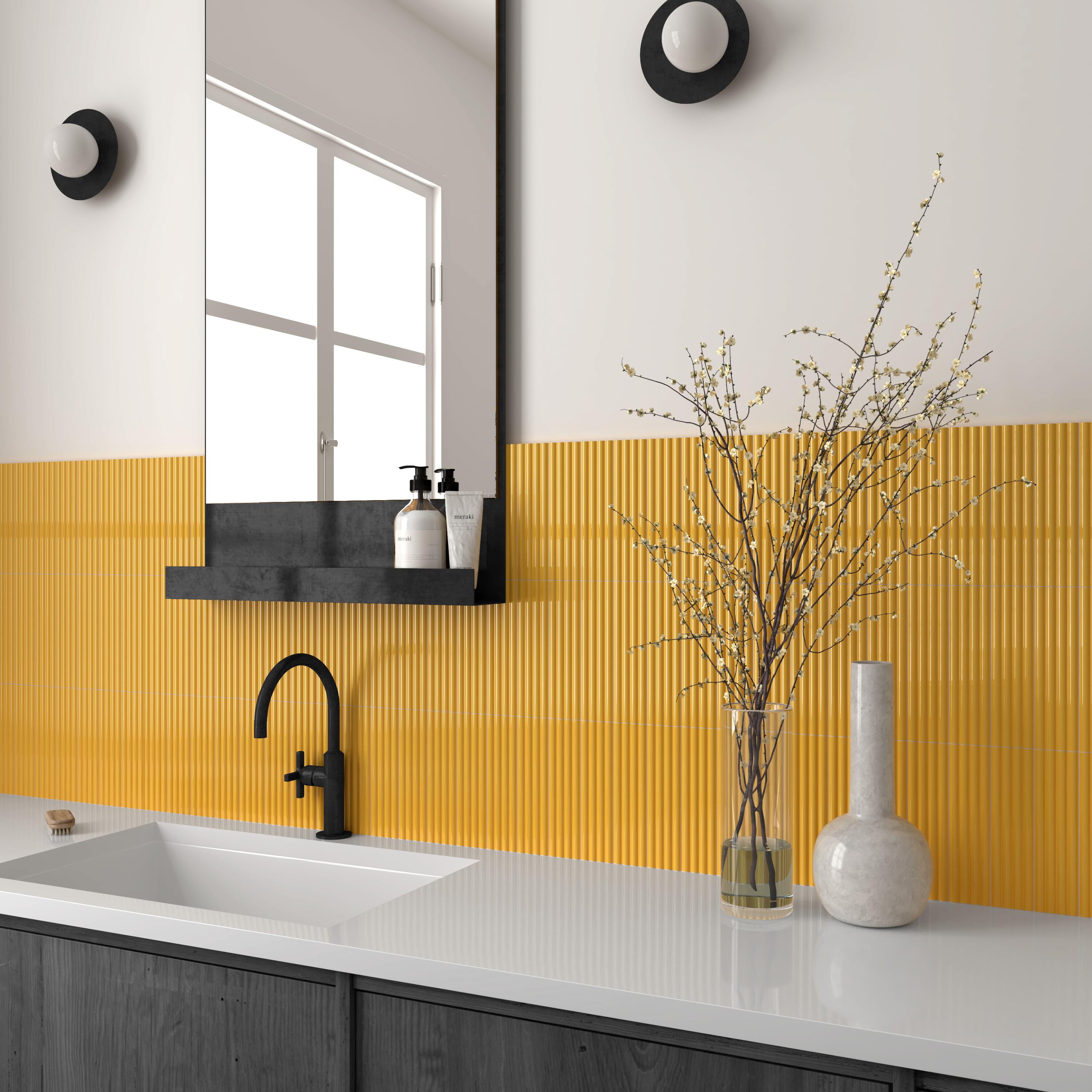 Carrelage mur intérieur jaune Loulou l.5 x L.20 cm x Ep.8 mm | Leroy Merlin