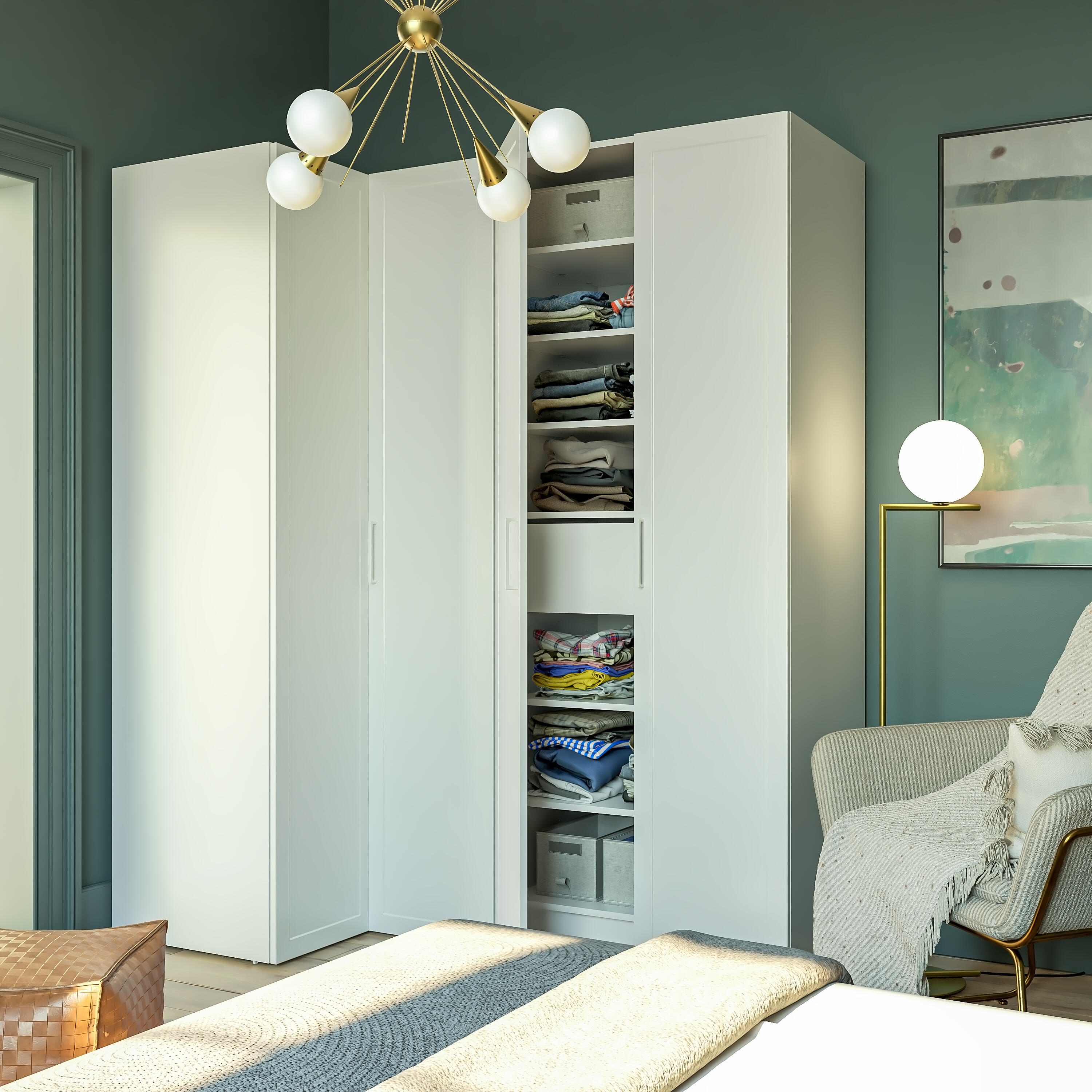 Dressing d'angle SPACEO Evo'M blanc H.204.8 x l.200 x P.54 cm | Leroy Merlin