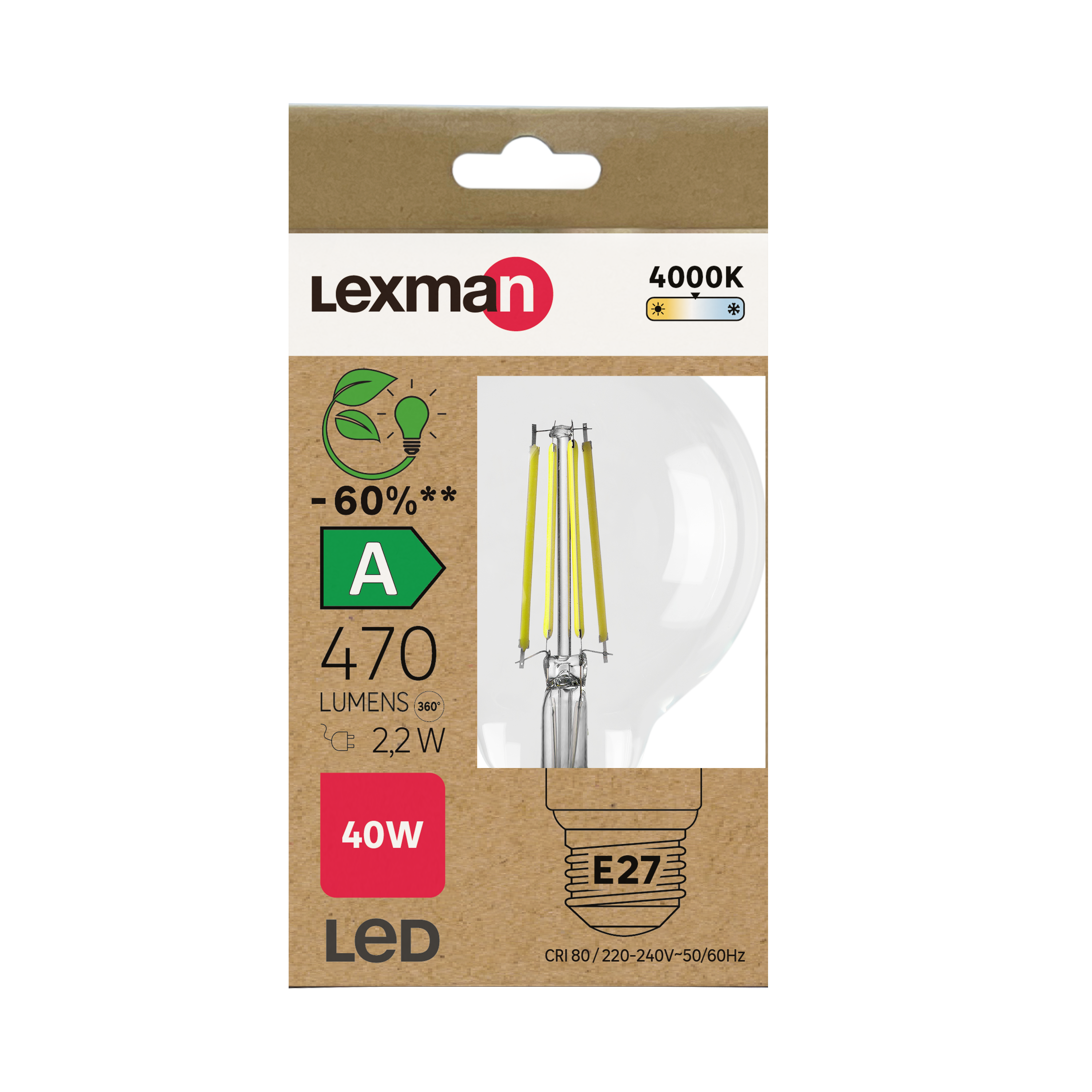 Ampoule led, E27, 470lm, classe énergétique A, blanc neutre, LEXMAN ...
