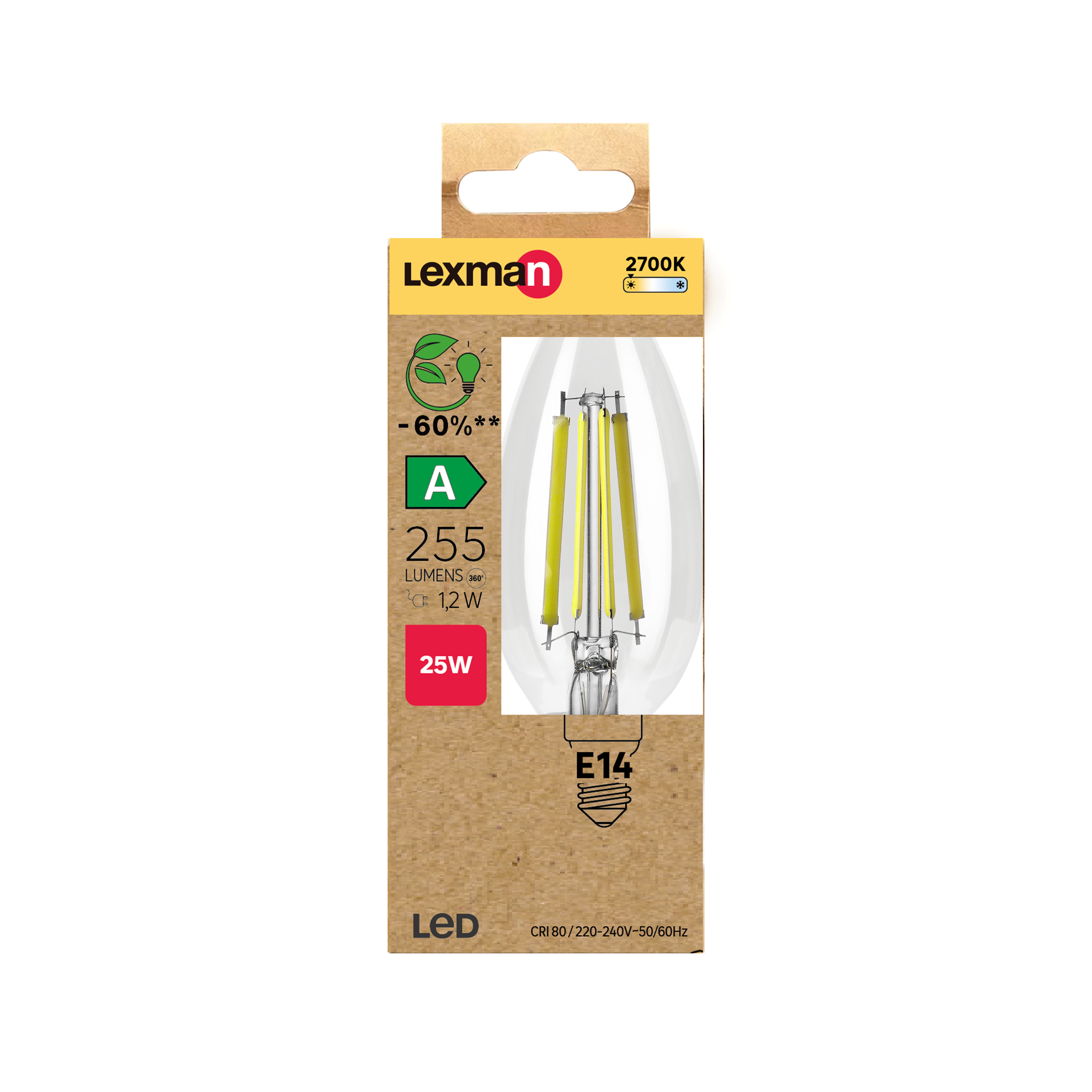 Ampoule led, E14, 255lm, classe énergétique A, blanc chaud, LEXMAN ...