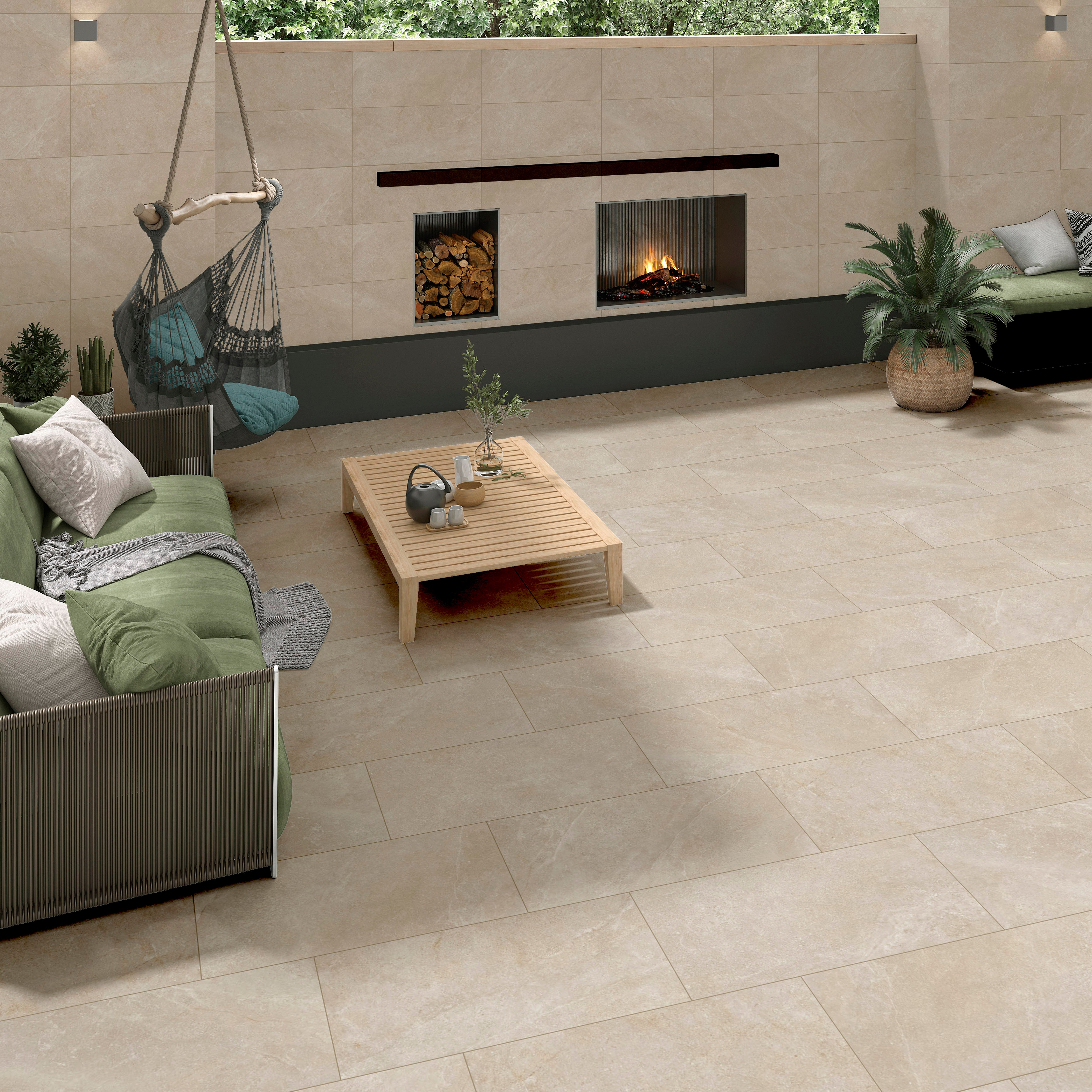 Suelo porcelánico Nuances efecto piedra ivory 75x37 cm C3 | Leroy Merlin