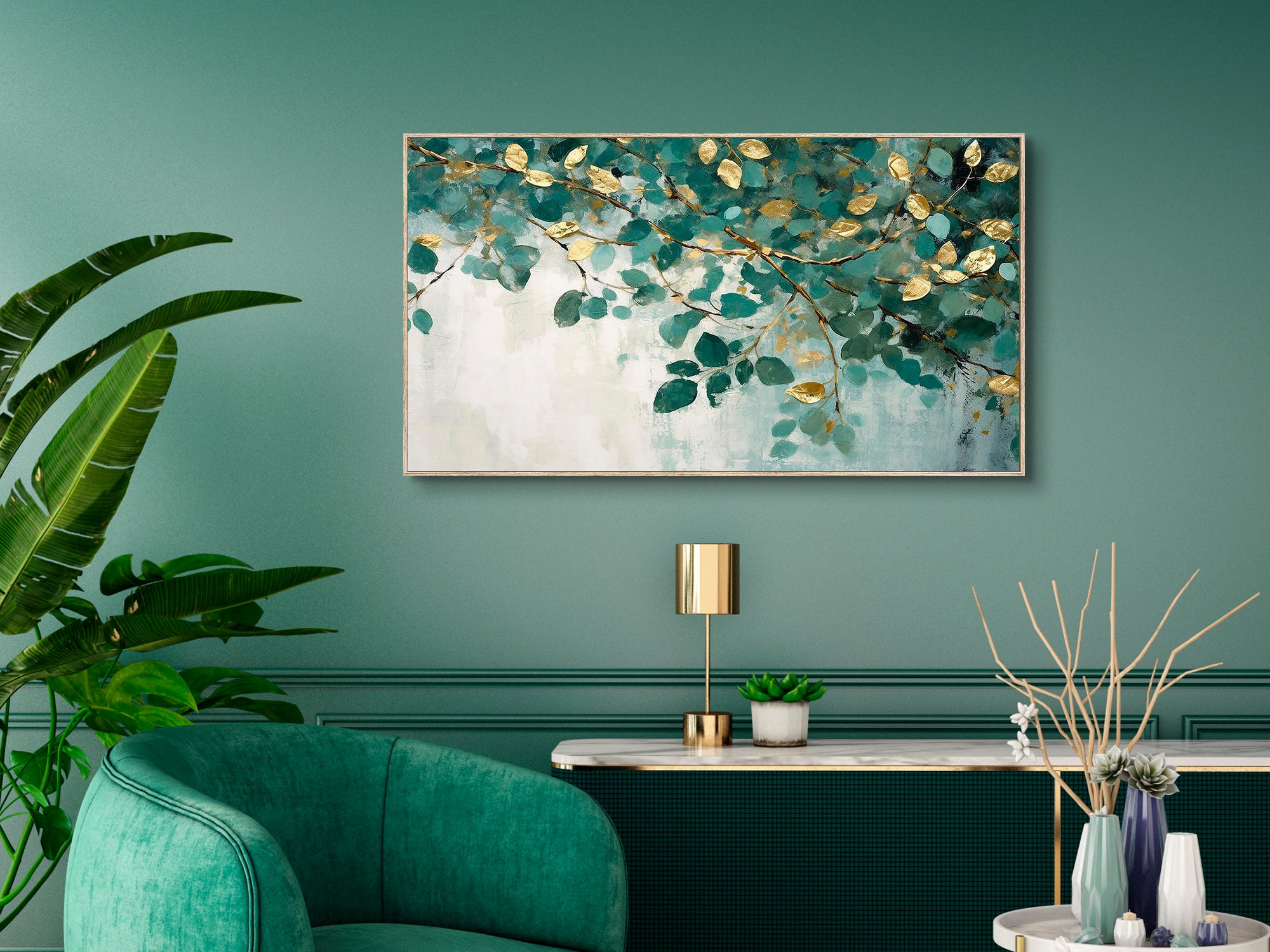 Toile peinte Feuillage décoart MARCOMUEBLE l.110 x H.60 cm | Leroy Merlin