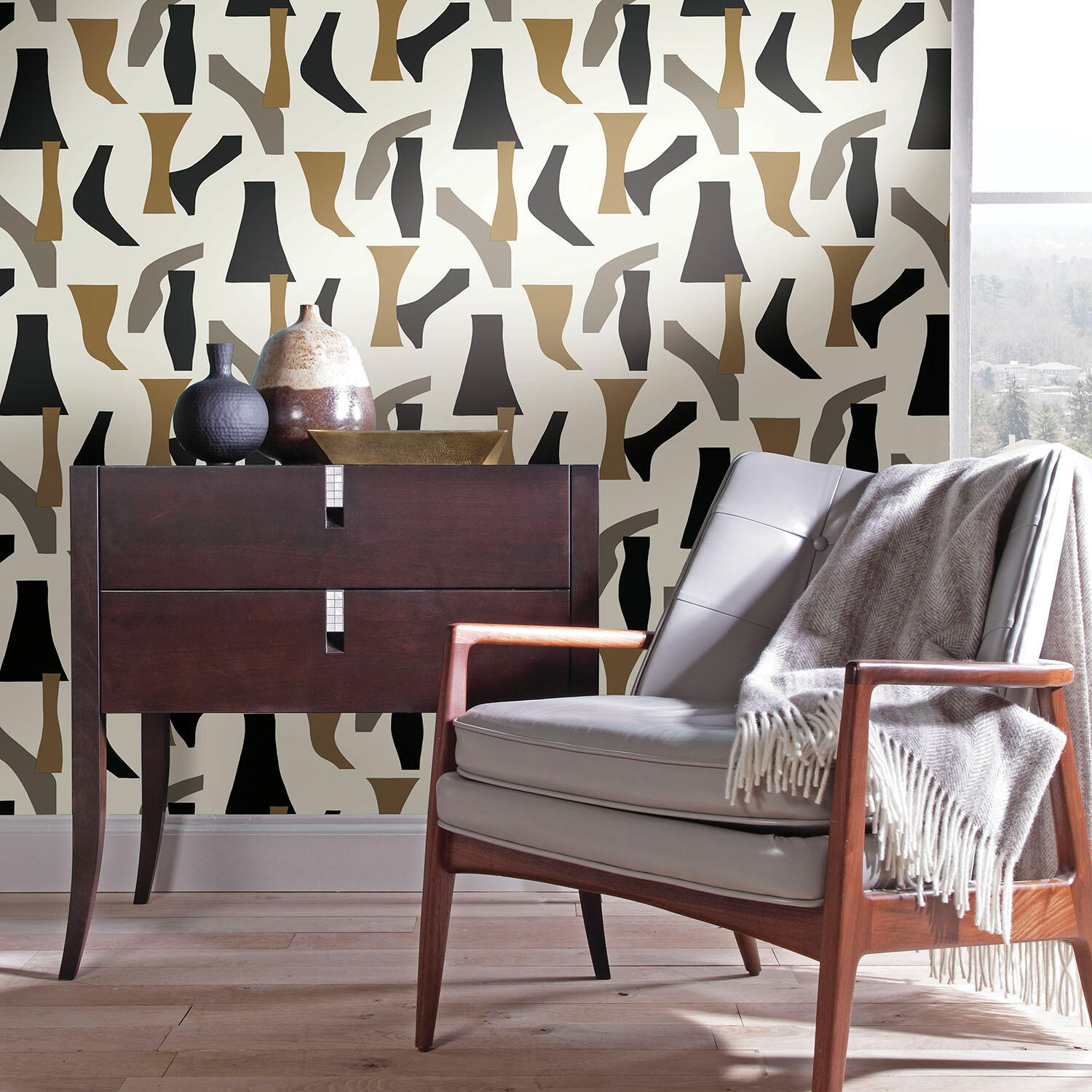 Papier peint vinyle Adhésifs découpage noir et taupe | Leroy Merlin