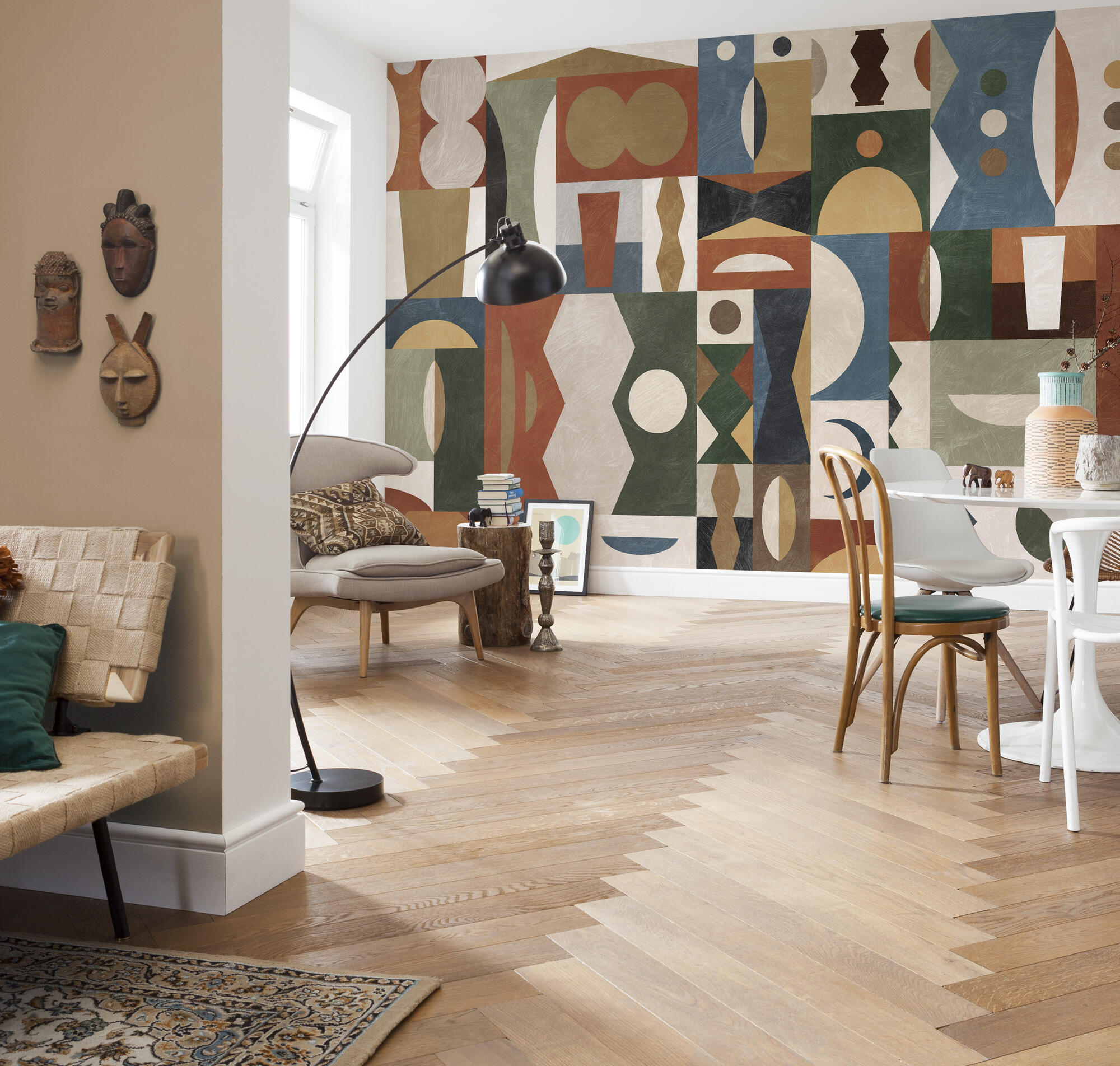 Papier peint panoramique PURE 2 tribal tiles multicouleur l.400 x H.250 ...