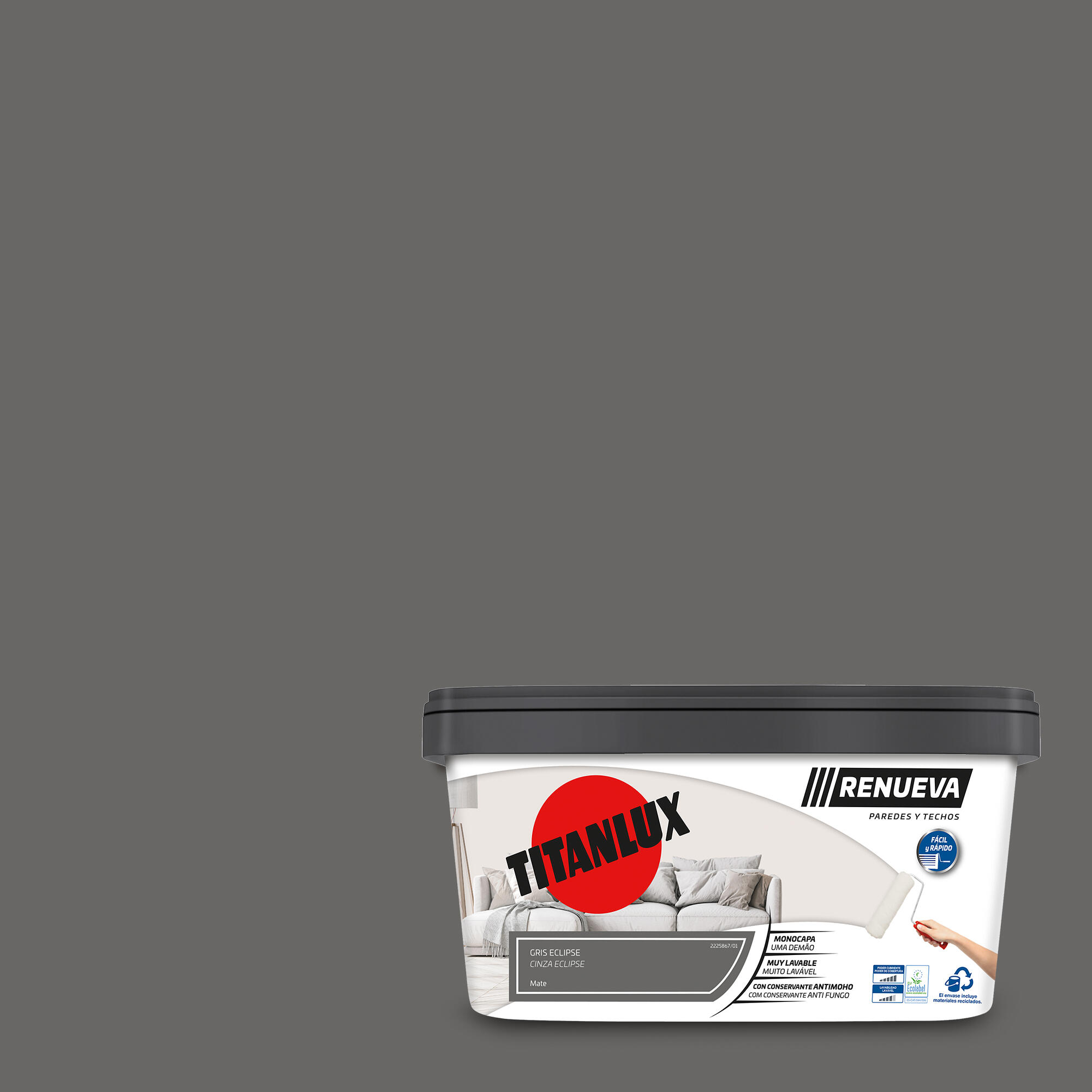Pintura de interior renueva TITANLUX 4l gris eclipse | Leroy Merlin