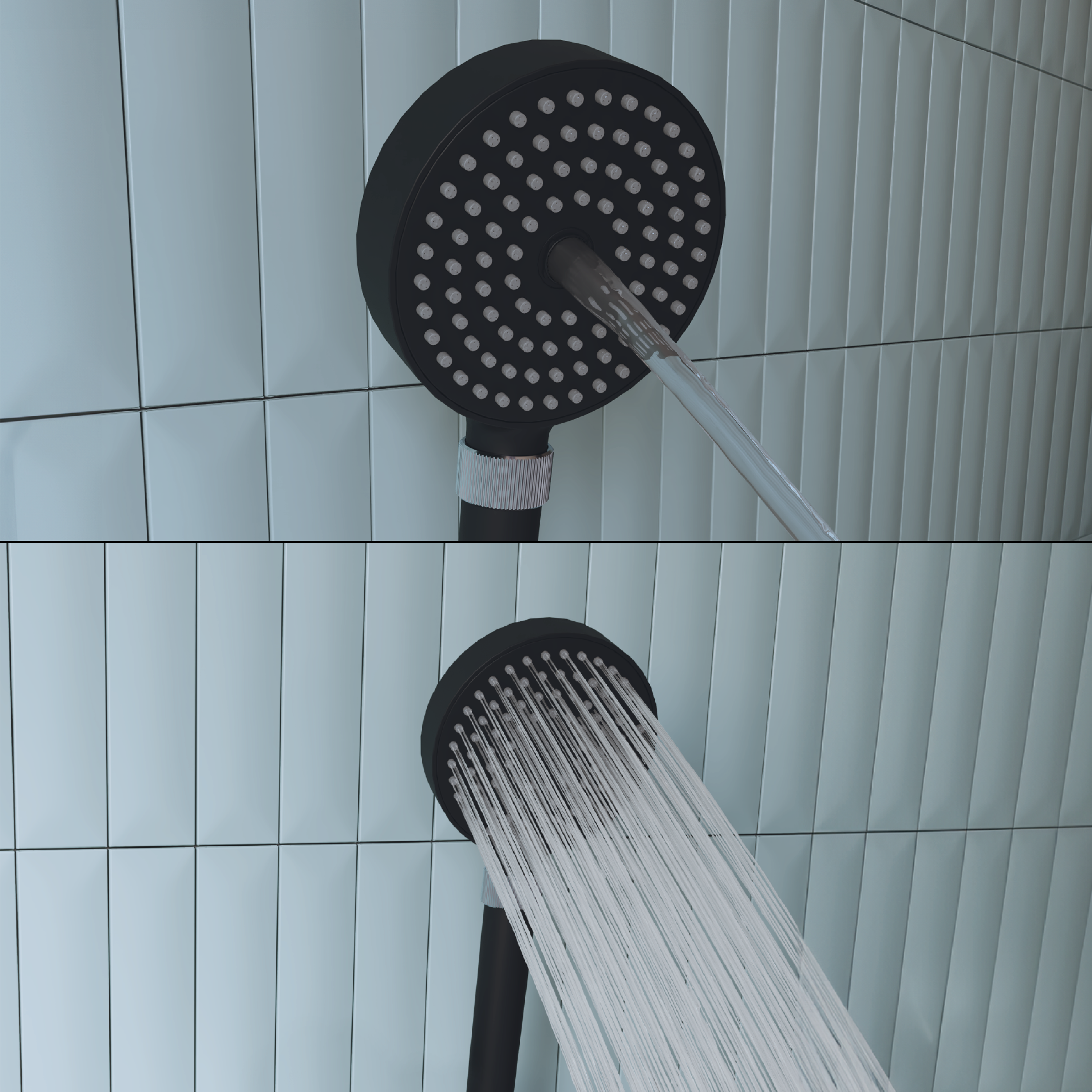 Pommeau de douche 2 jets, flexible et barre noir SENSEA Neo | Leroy Merlin