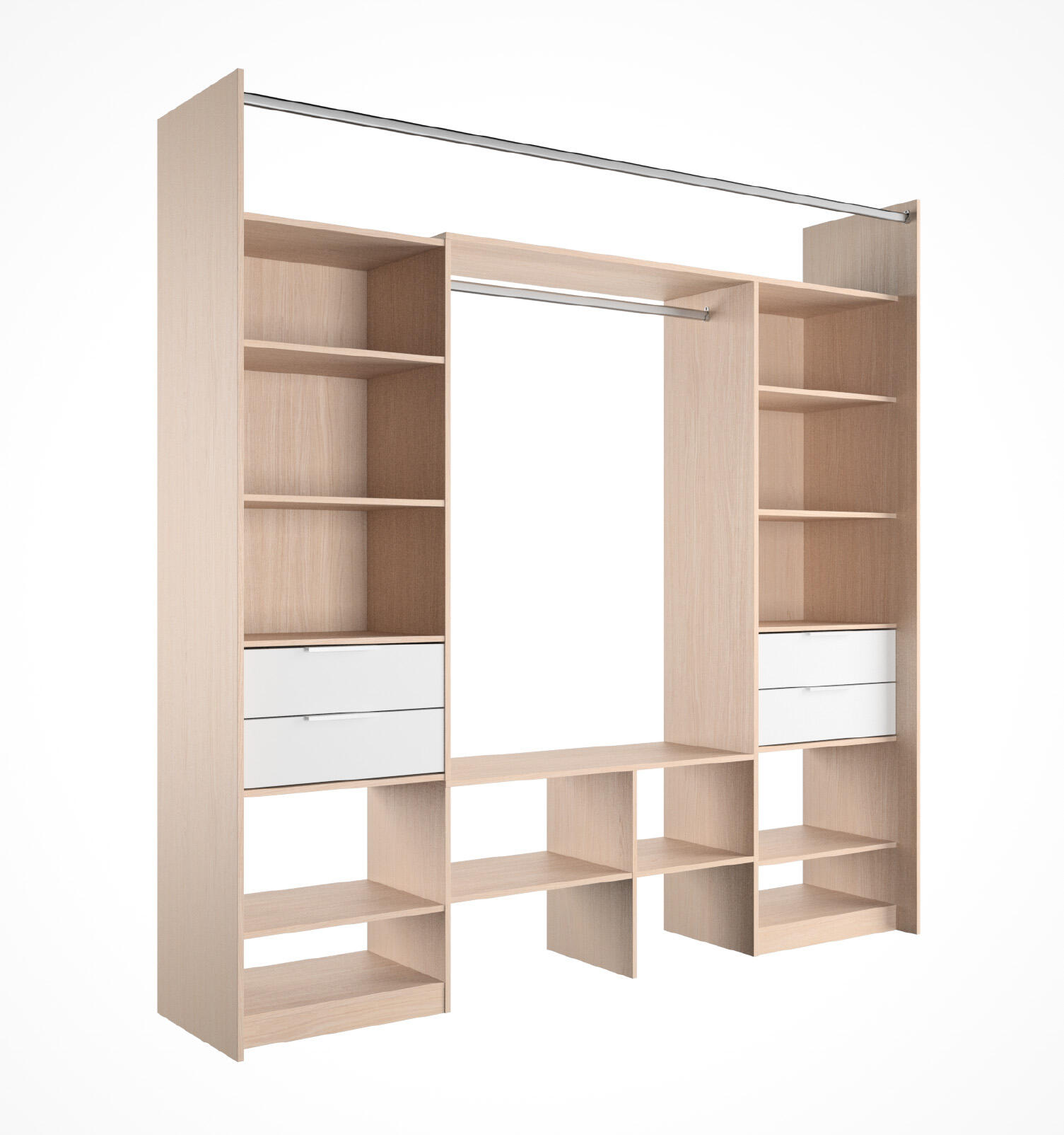 Kit dressing Duo effet chêne avec rideau H.220 x l.163 à 220 x P.48 cm ...