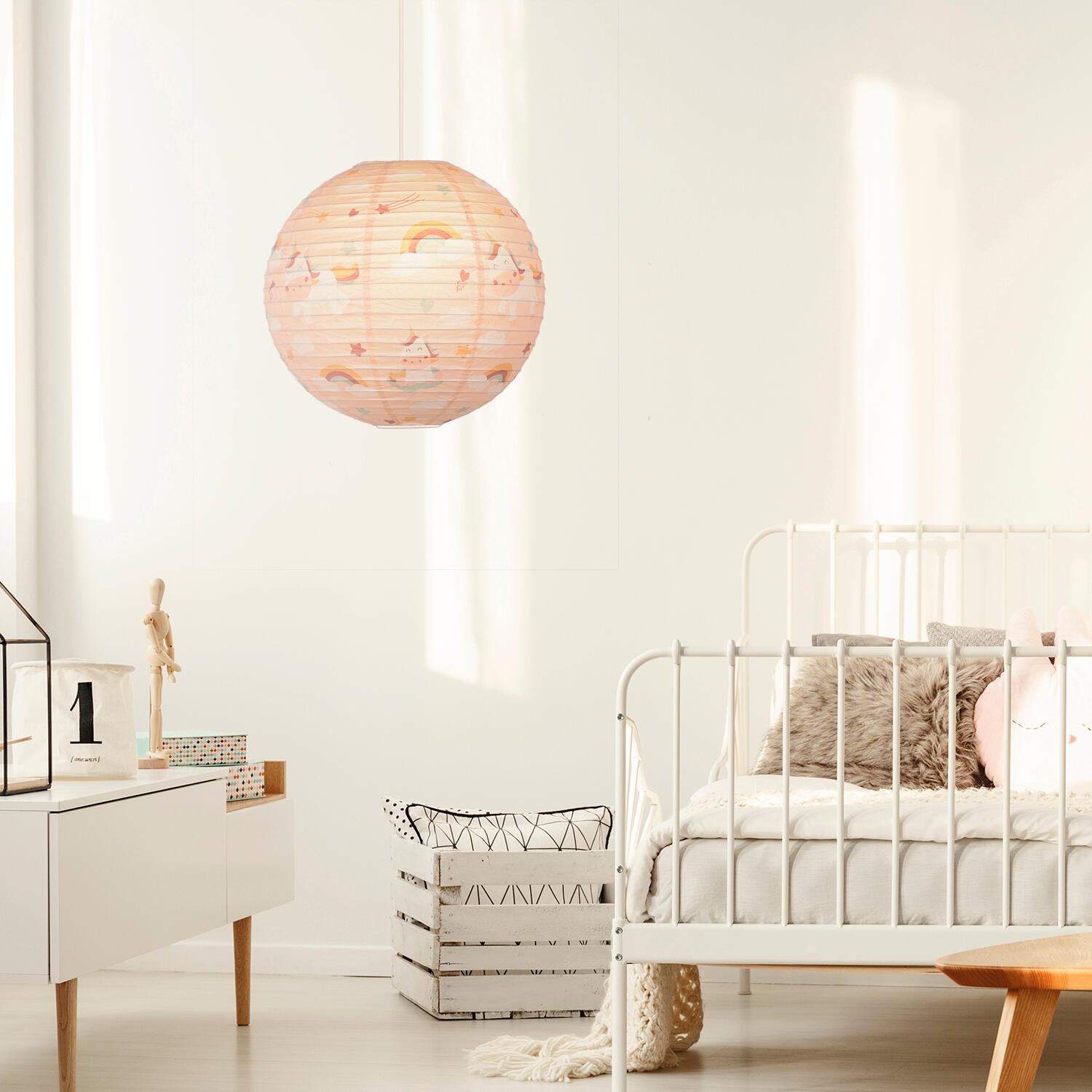 Boule papier Ball imprimé licornes, Diam.40 cm, E27 | Leroy Merlin