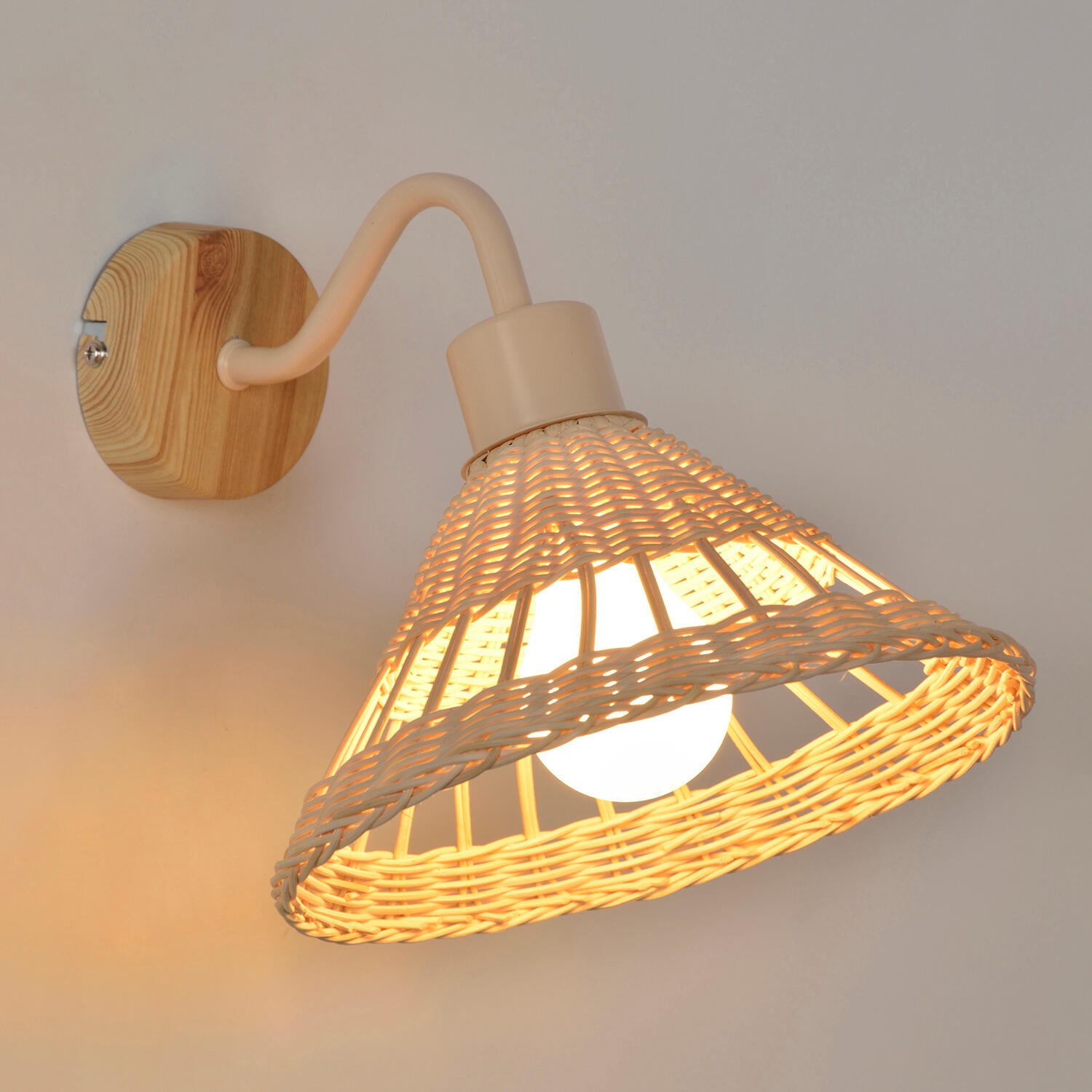 Applique E14, acier / rotin, beige, Esterel, COREP | Leroy Merlin