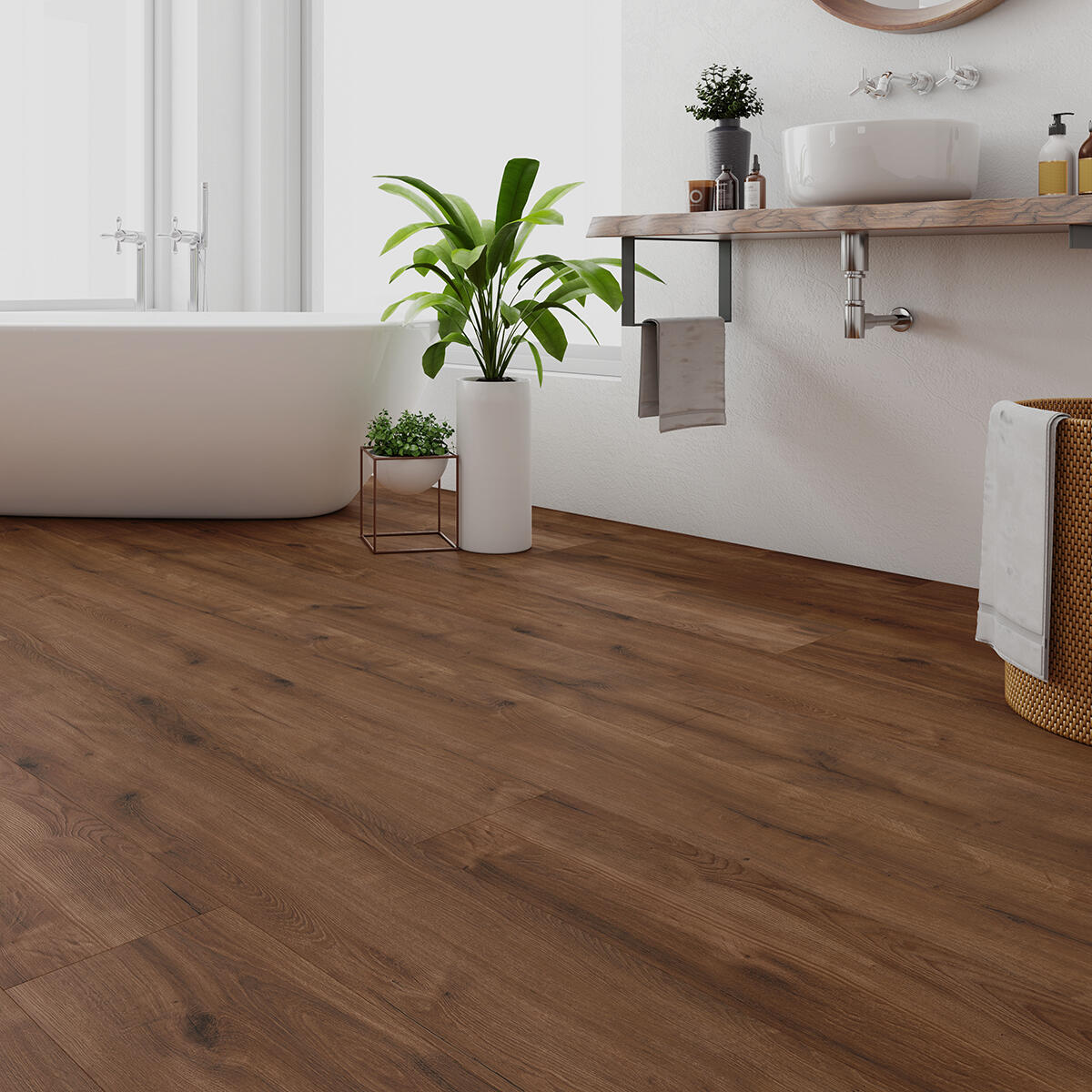 Pavimento laminato ARTENS H20 GANDIS noce scuro resistente all'acqua Sp 10mm | Leroy Merlin