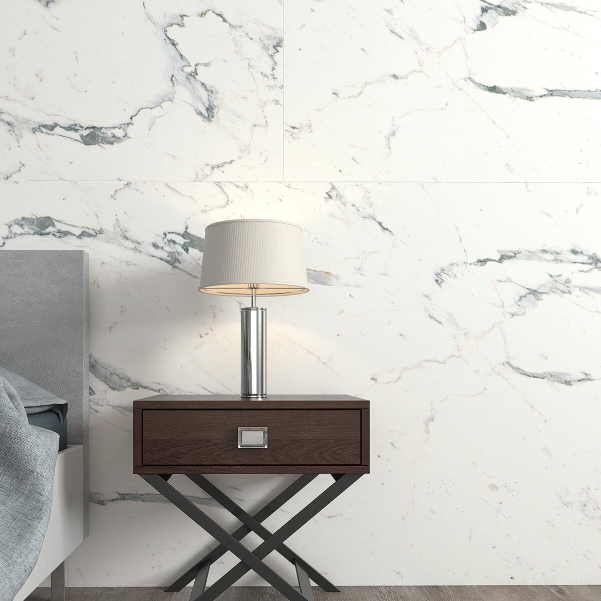 SPC da incollare per pavimento e rivestimento Carrara XL bianco Sp 3 mm ...