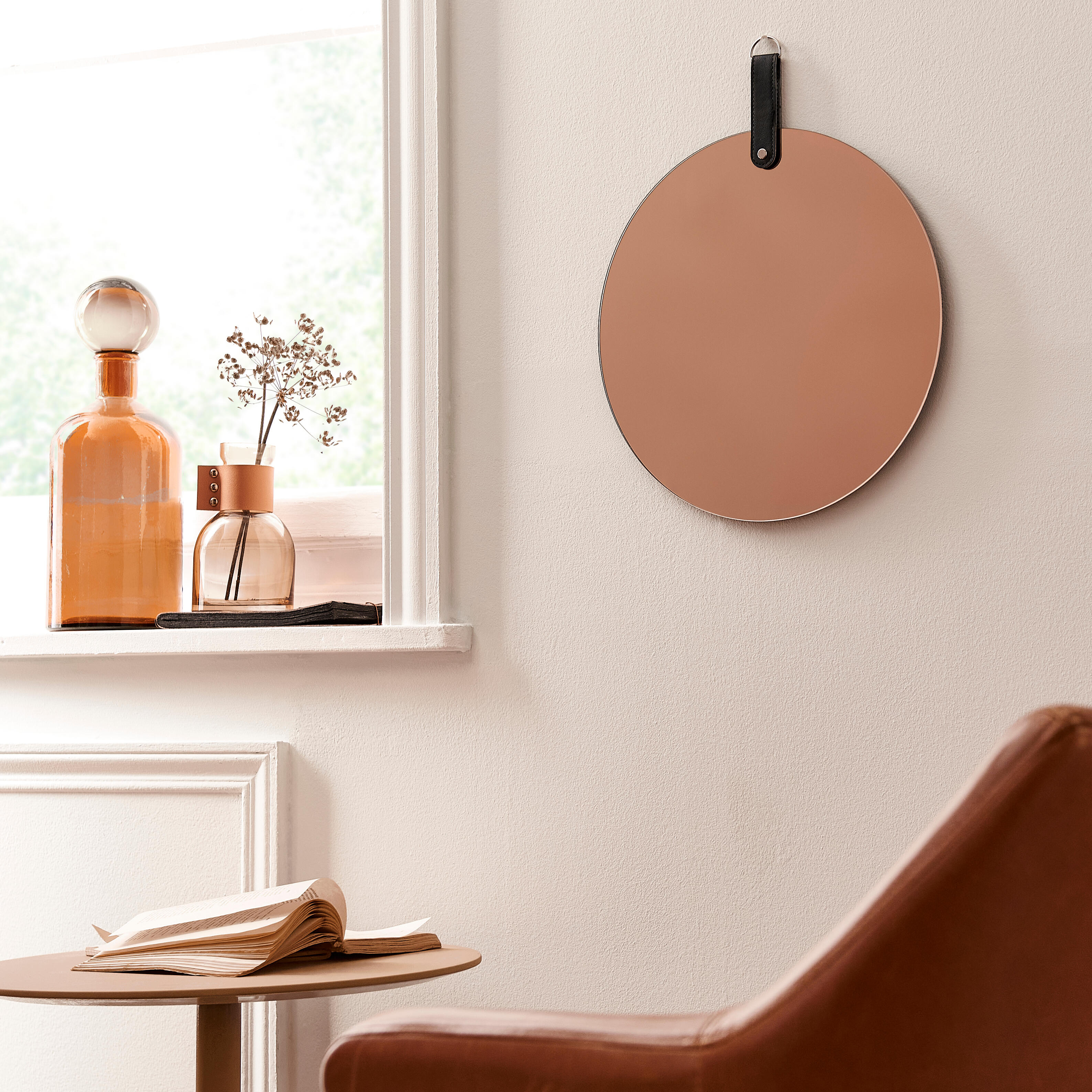 Miroir rond à suspendre cuivre Mirlan ARIANE Diam.35 cm | Leroy Merlin