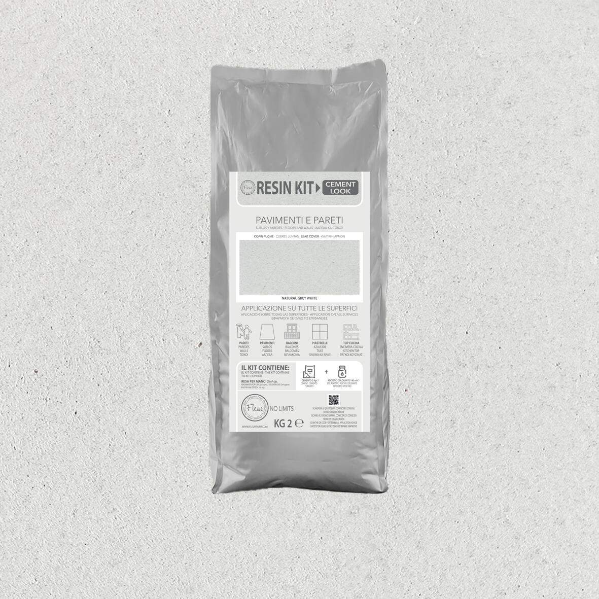 Rivestimento decorativo Kit Resina Cemento grigio Grey White 2 Kg ...