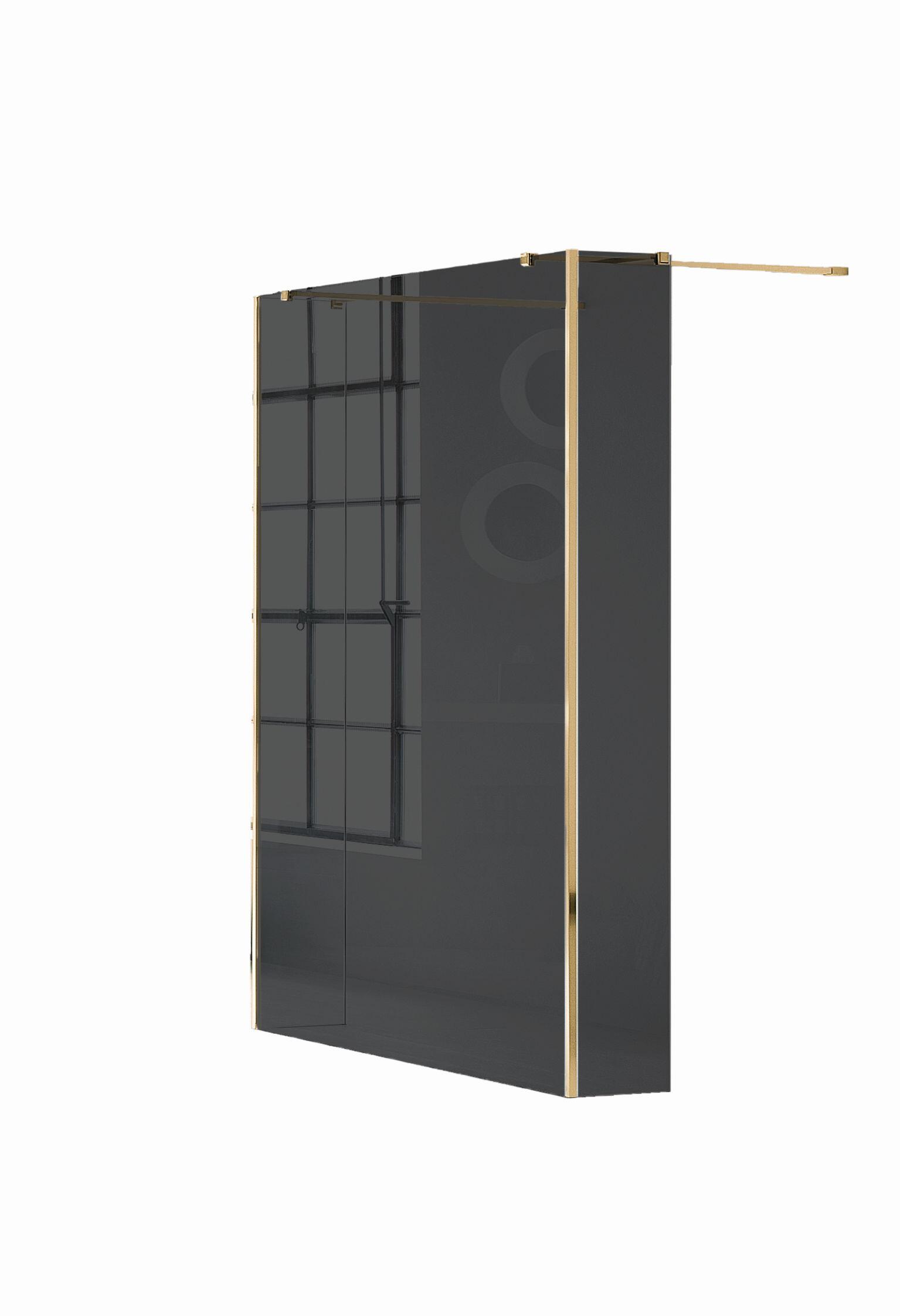 Box doccia walk-in Wens, vetro fumè 6 mm, H 200 cm, profilo dorato ...